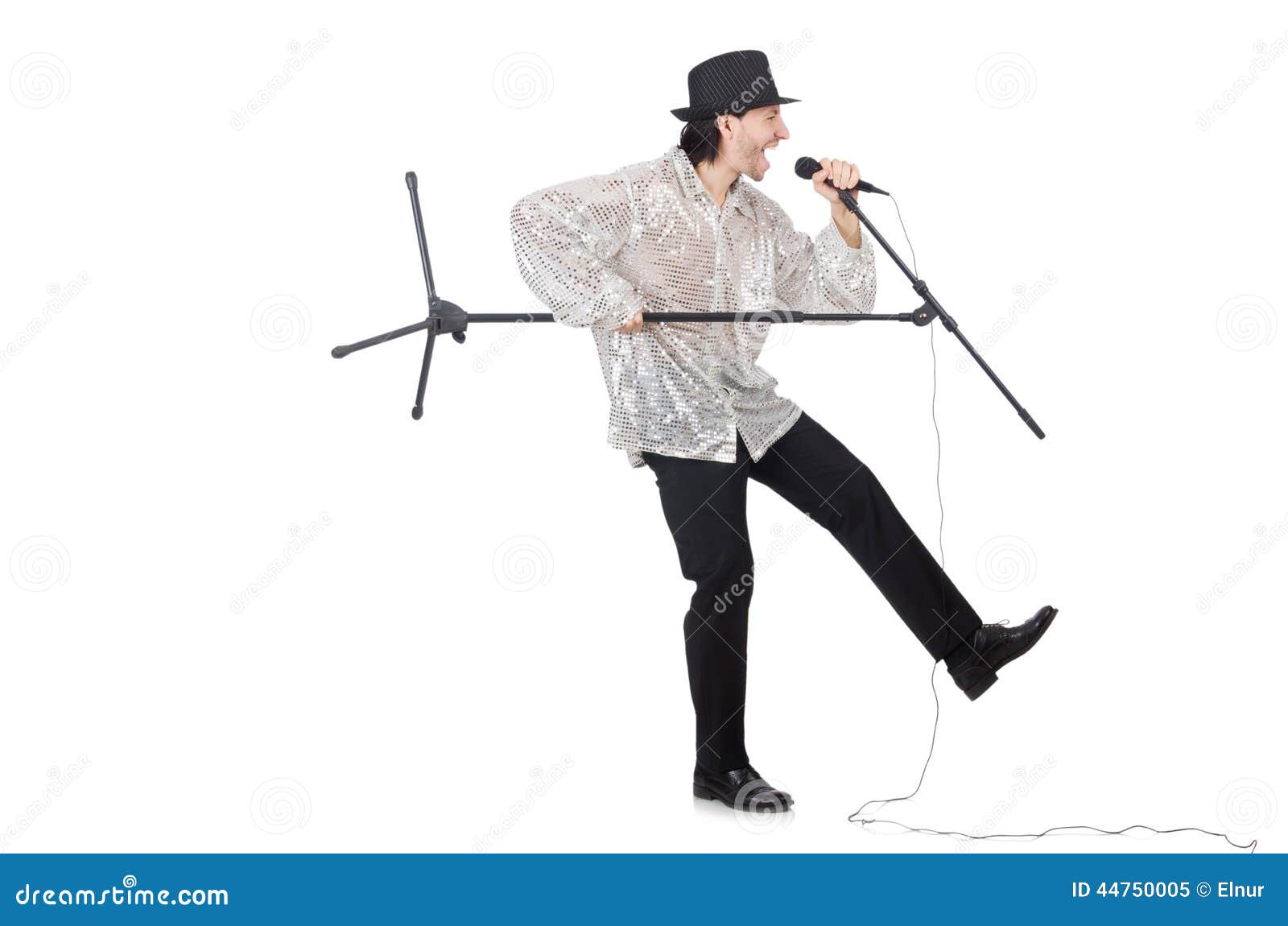 Man with mic isolated stock image. Image of funny, disco - 44750005