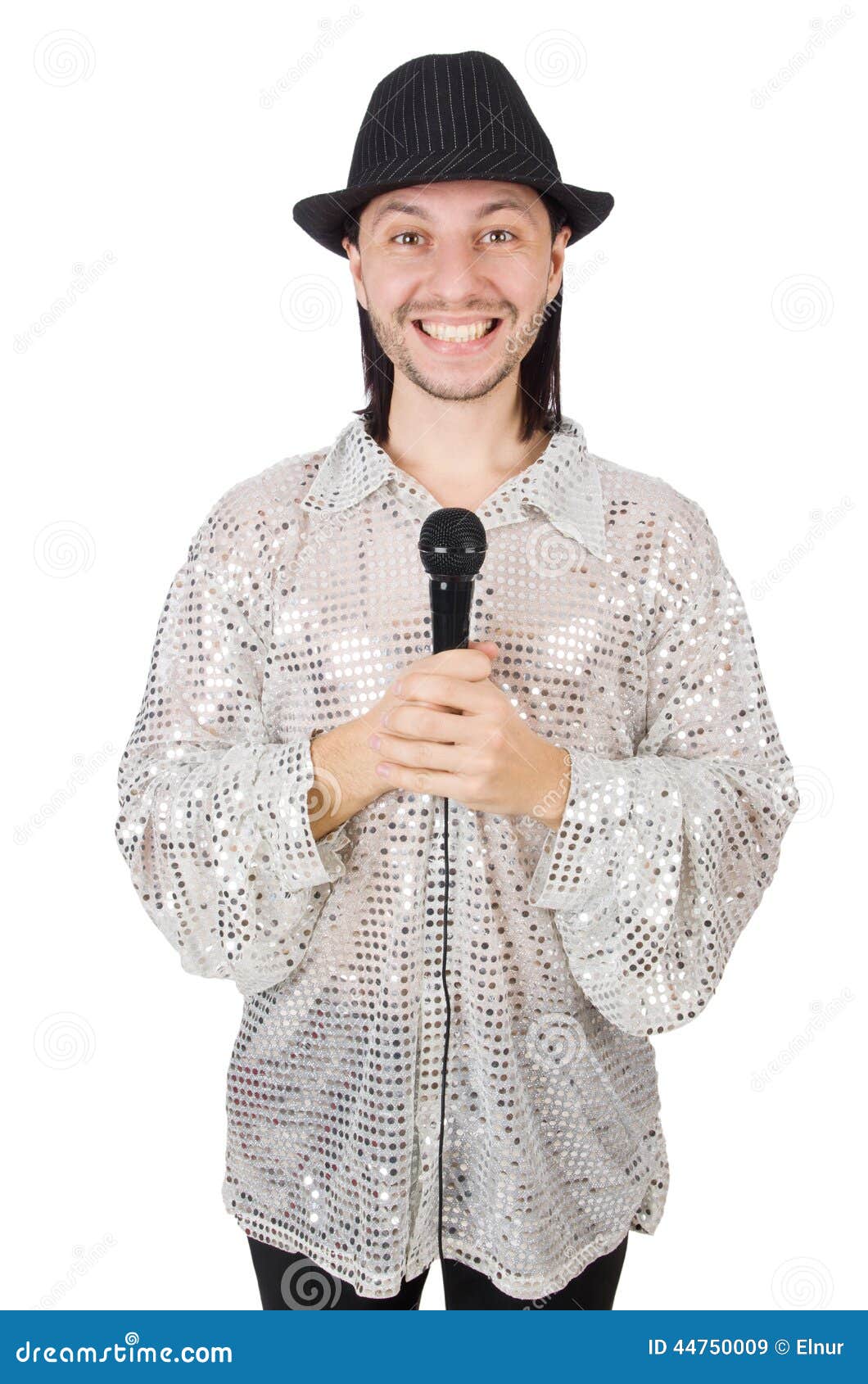 Man with mic isolated stock image. Image of party, karaoke - 44750009
