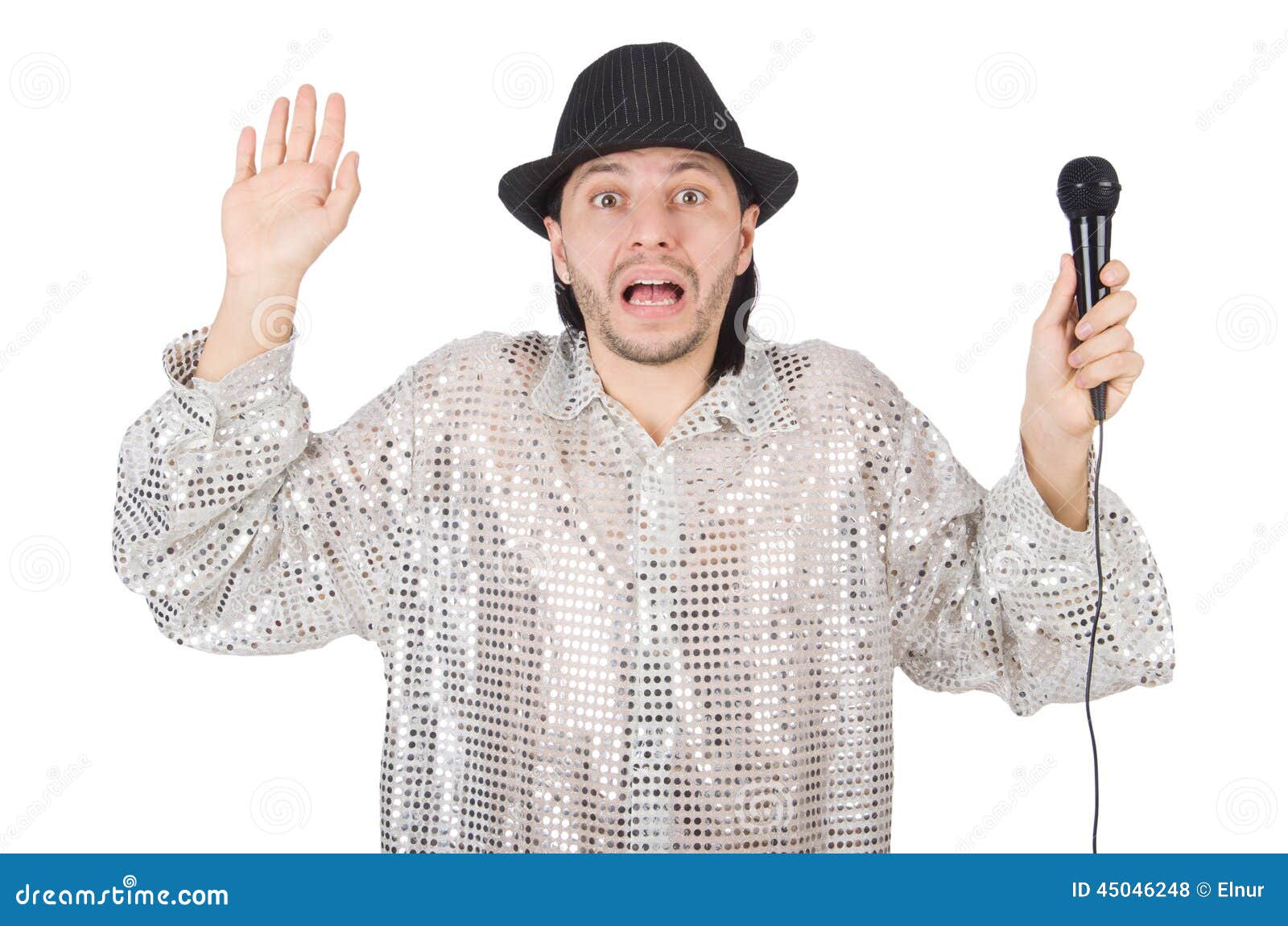 Man with mic isolated stock photo. Image of musician - 45046248