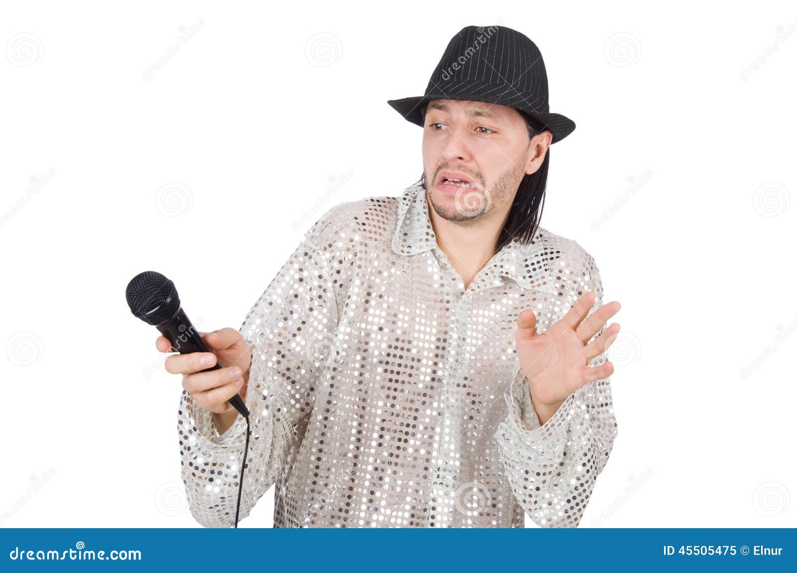 Man with mic isolated stock image. Image of performance - 45505475