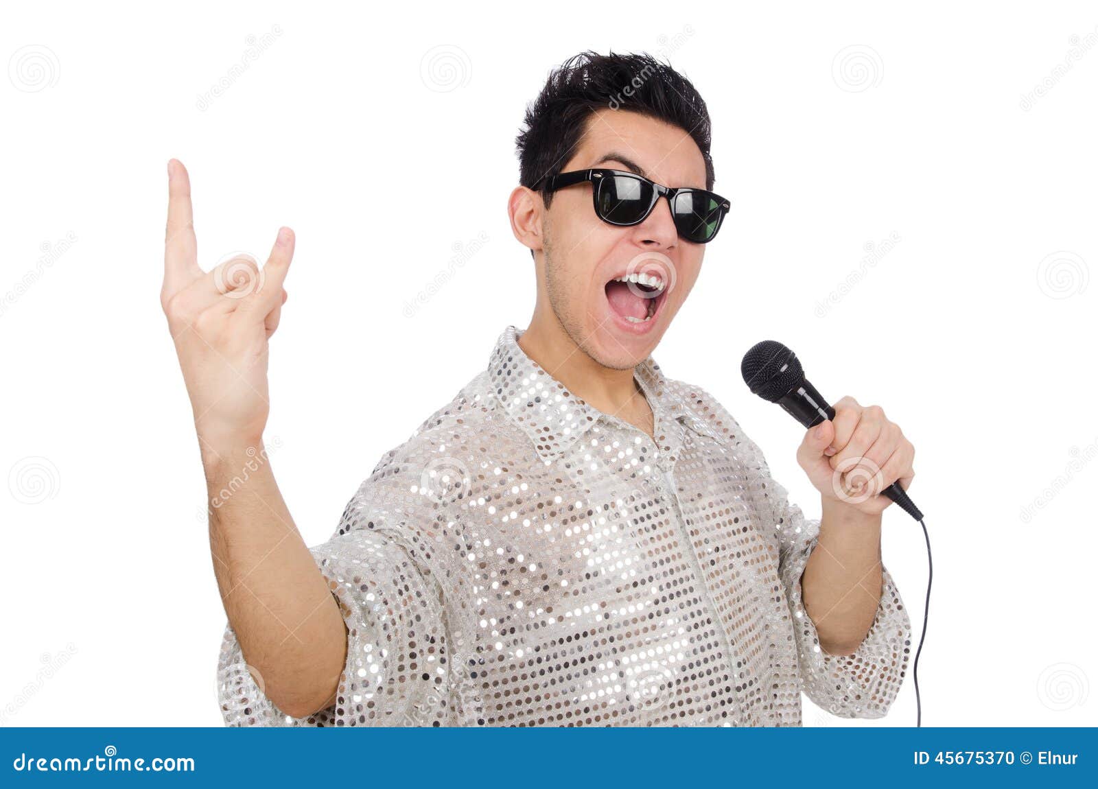 Man with mic isolated stock photo. Image of music, concert - 45675370