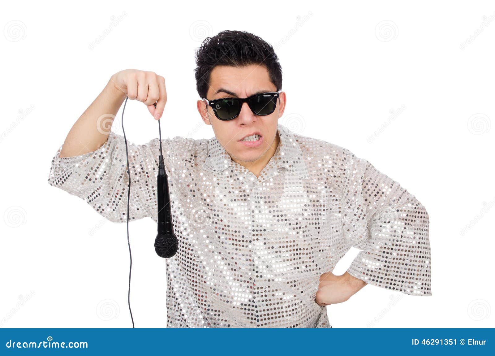 Man with mic isolated stock image. Image of entertainment - 46291351