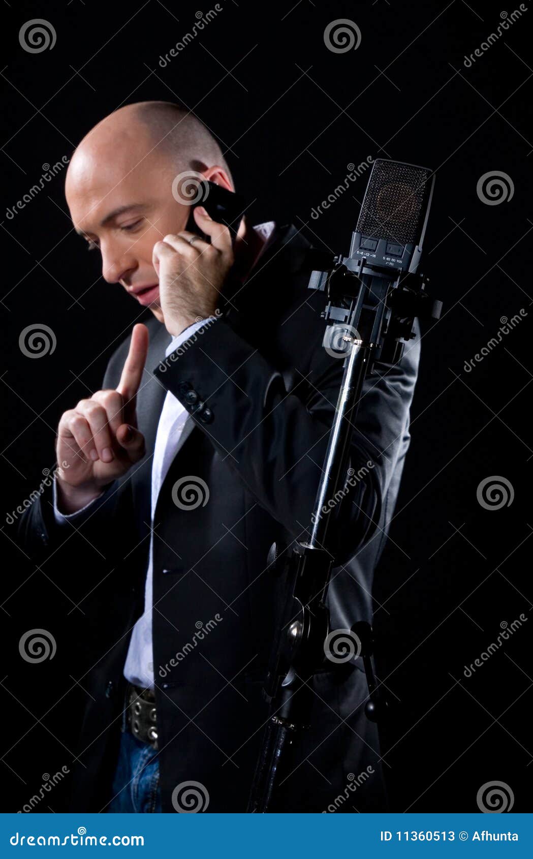 Man with a microphone stock image. Image of head, button - 11360513