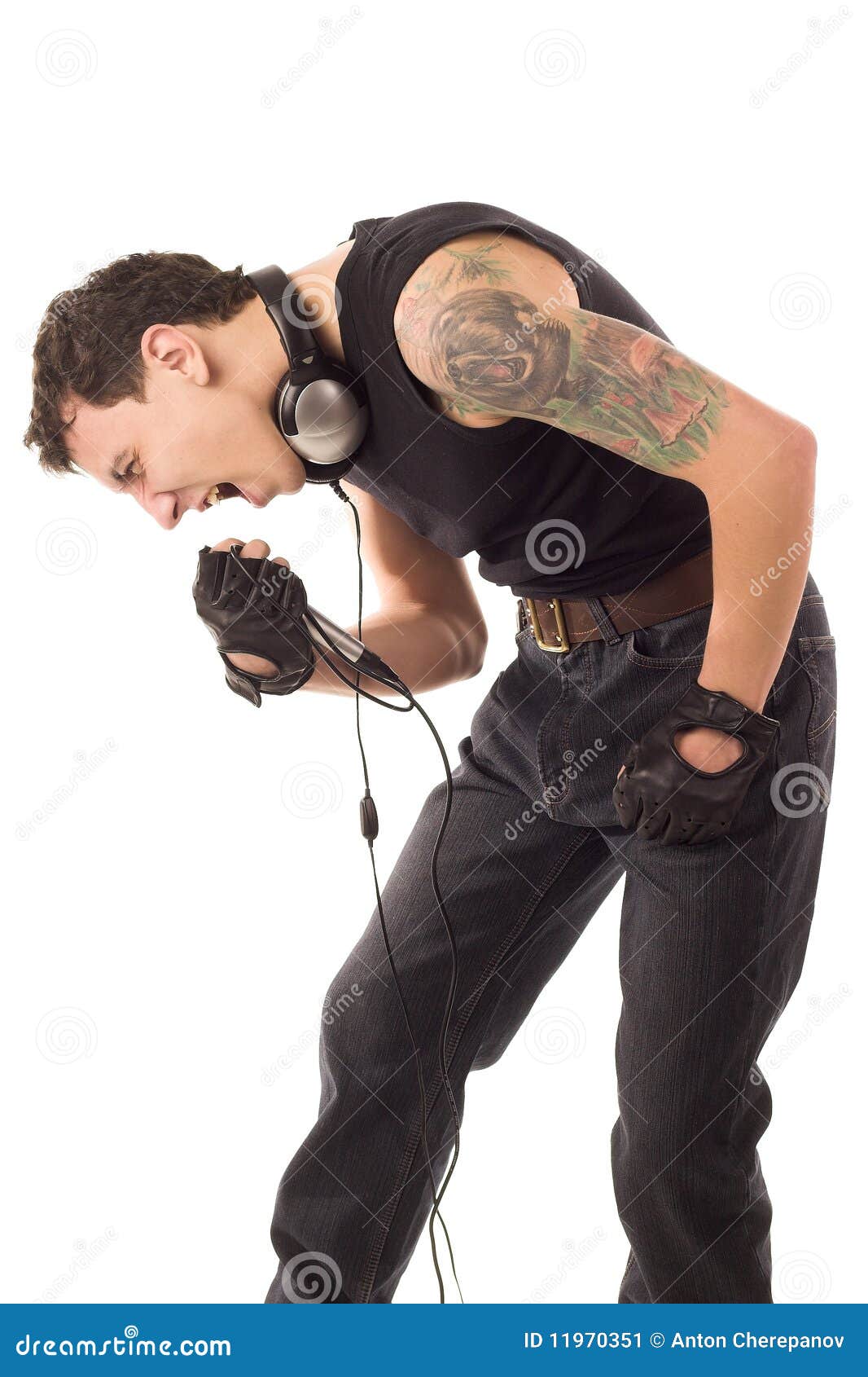Man with microphone stock image. Image of instrument - 11970351
