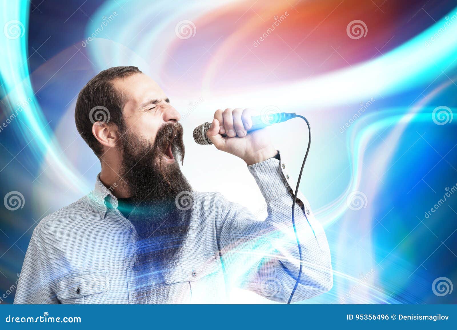 Man with a Microphone, Abstract Background Stock Photo - Image of ...