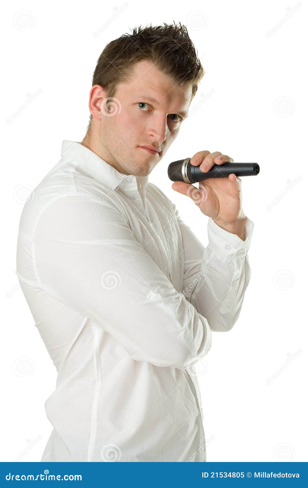 Man with Microphone in Hands Stock Image - Image of adult, artist: 21534805