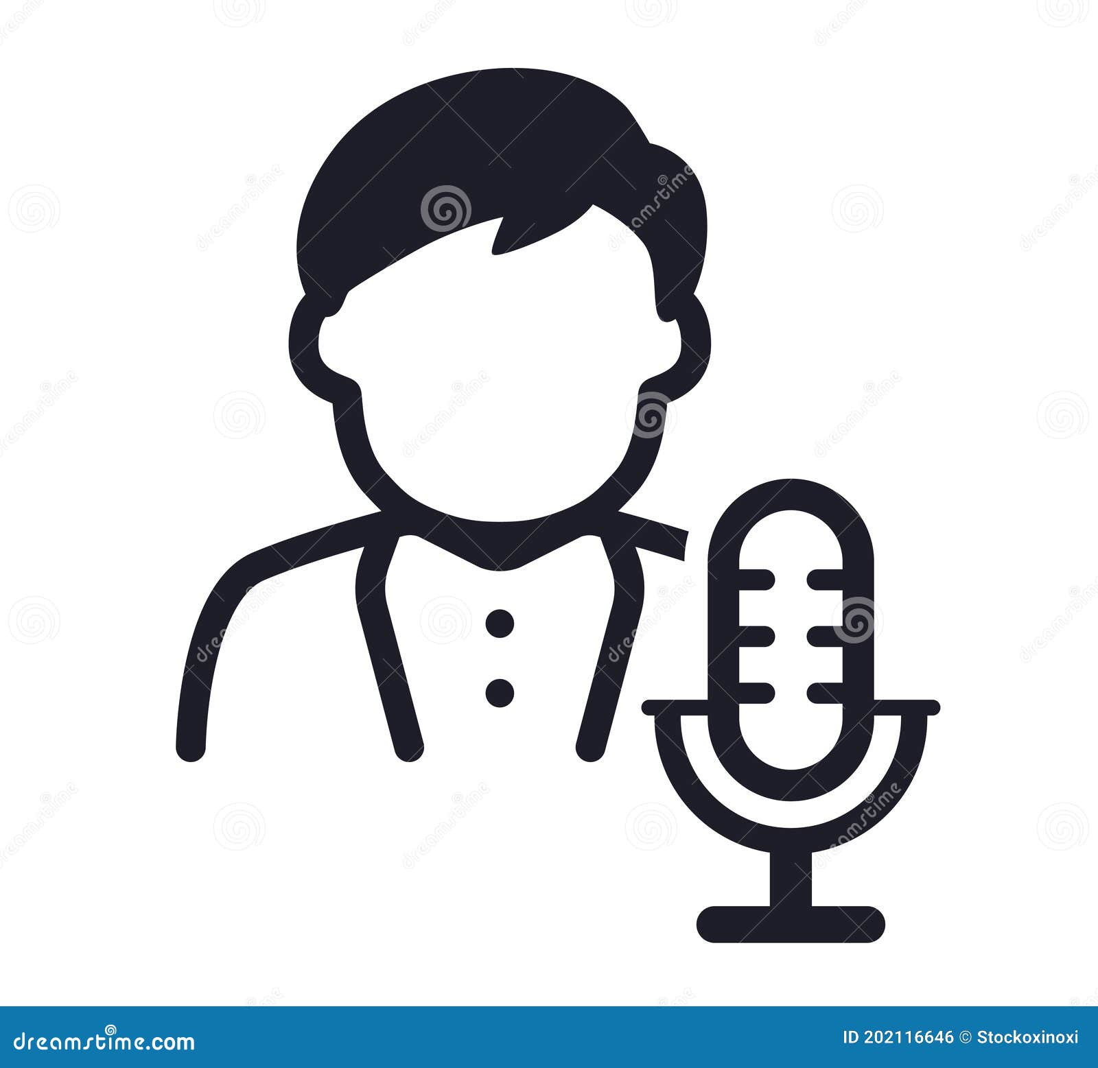 Man and Microphone Icon Vector Symbol Stock Vector - Illustration of ...