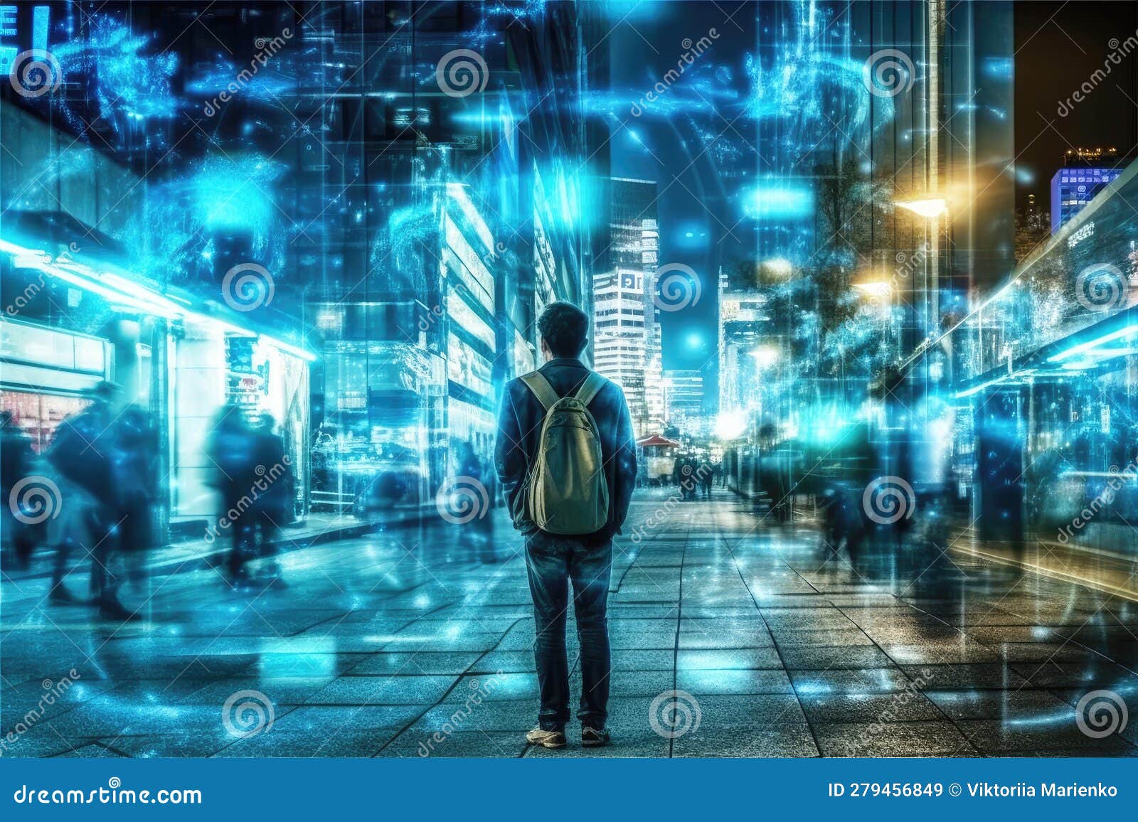 A Man in the Midst of a Technologically Advanced Metropolis Enriched ...