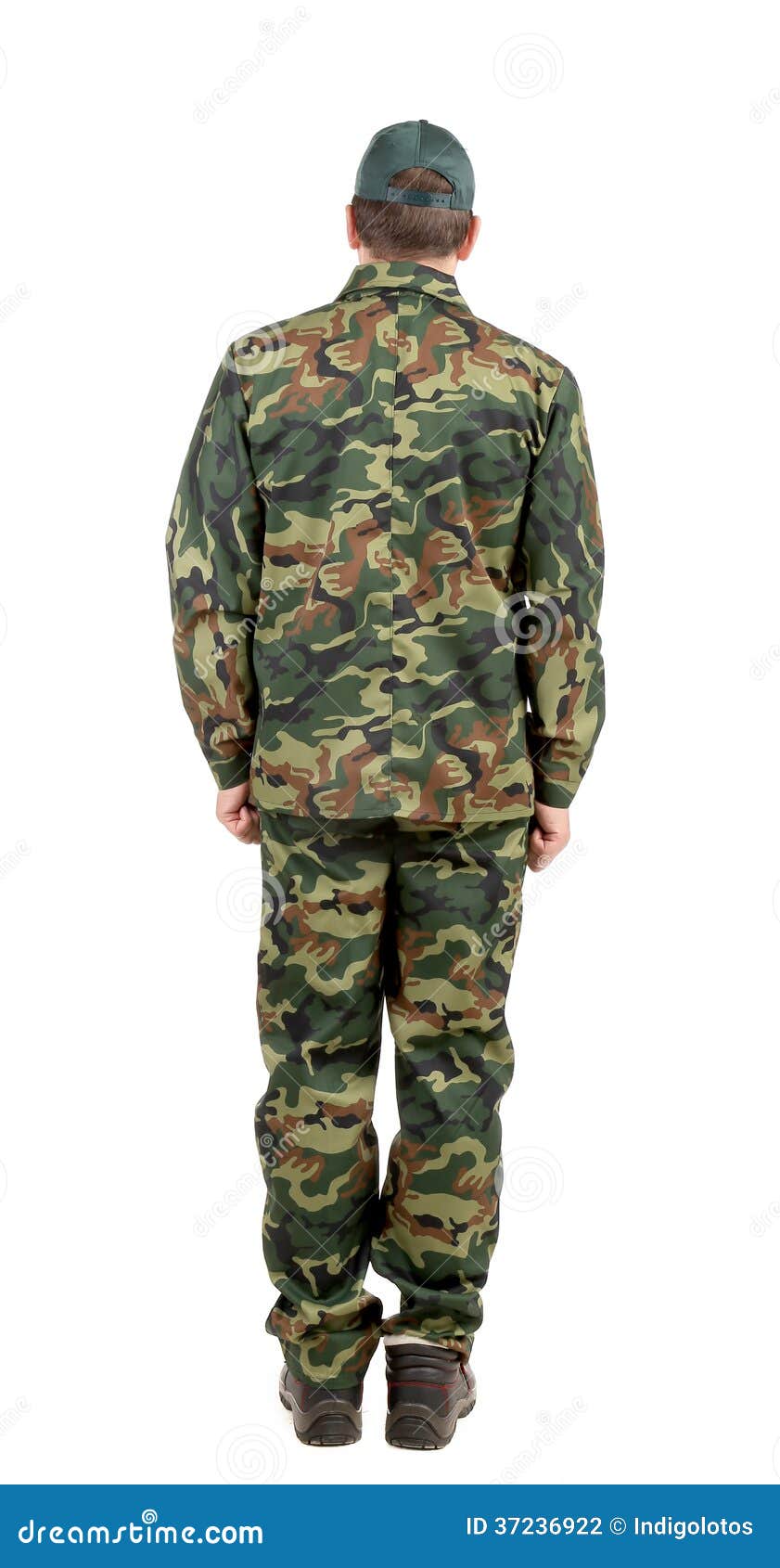Man in Military Suit Back View. Stock Photo - Image of coat, boots ...
