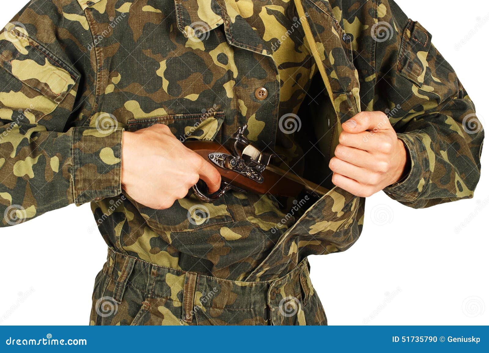 Man in Military Uniform Gets a Gun Stock Photo - Image of camouflage ...