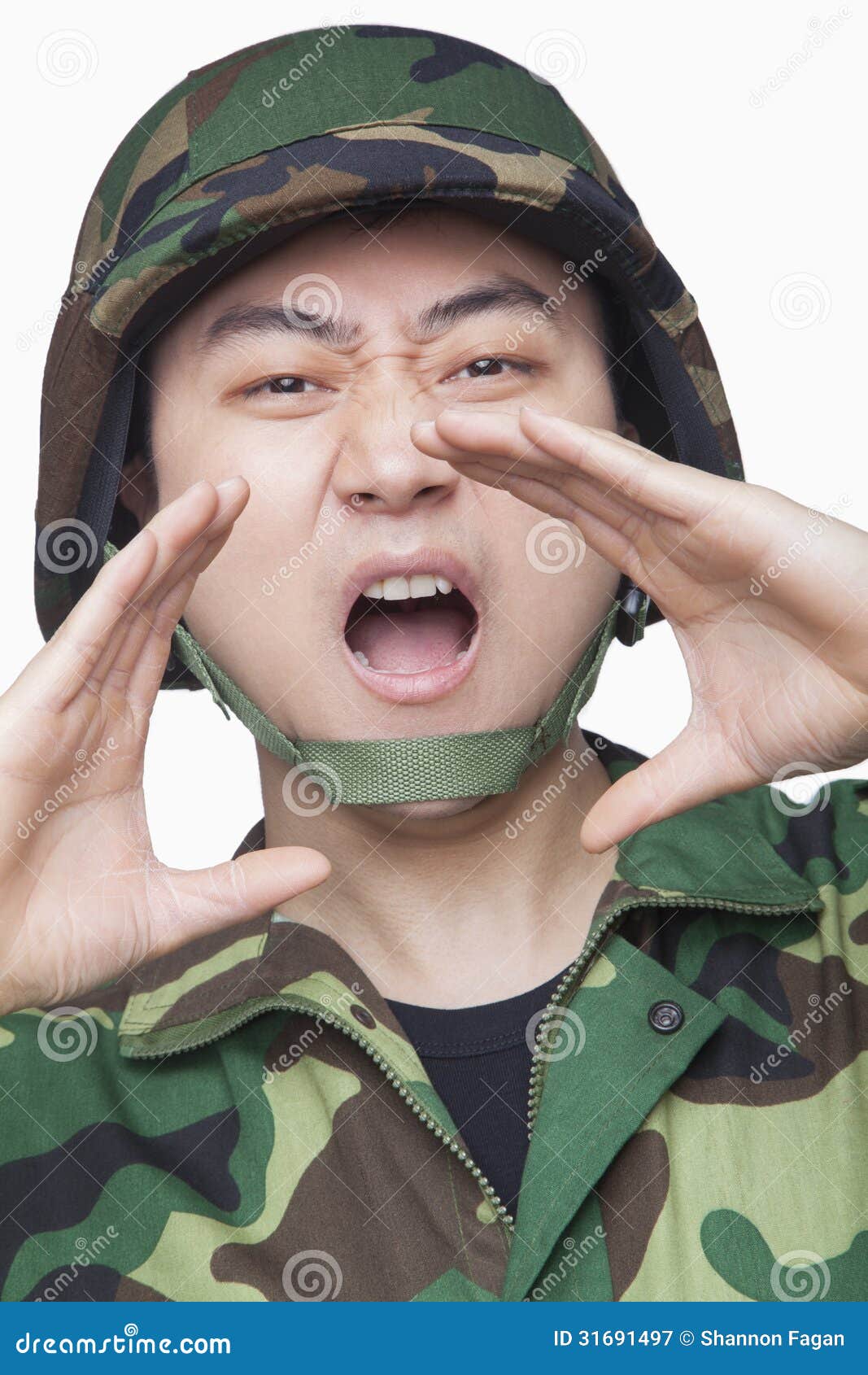 Man in Military Uniform Shouting Stock Image - Image of confidence ...