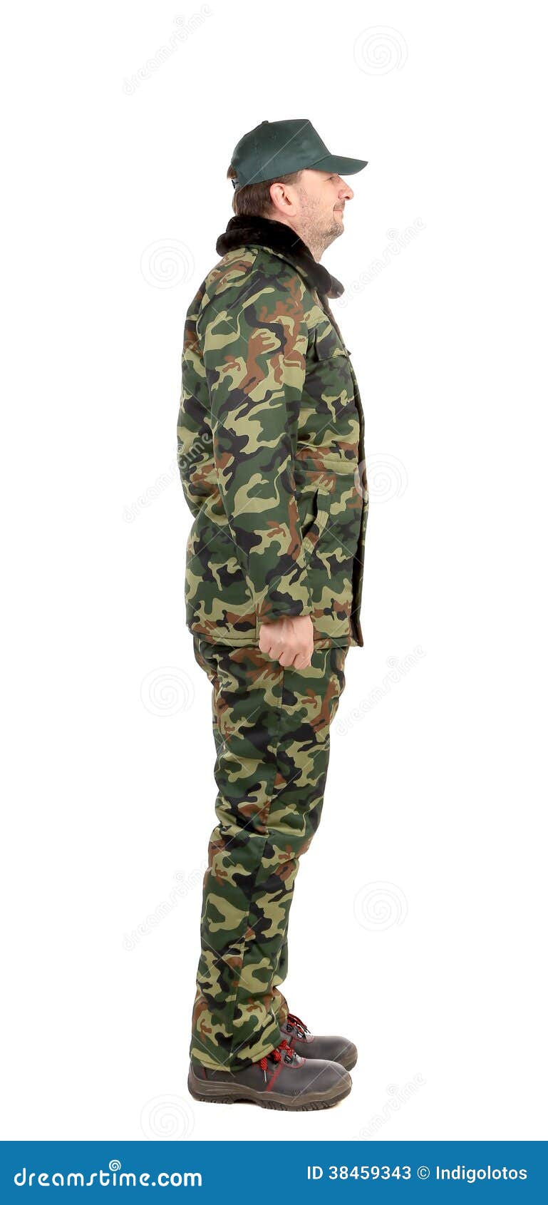 Man in Military Vest. Side View Stock Image - Image of shoes, black ...