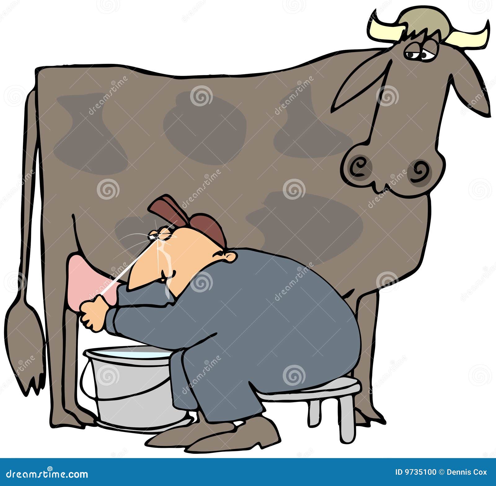 Man Milking A Cow Stock Illustration | CartoonDealer.com #9735100