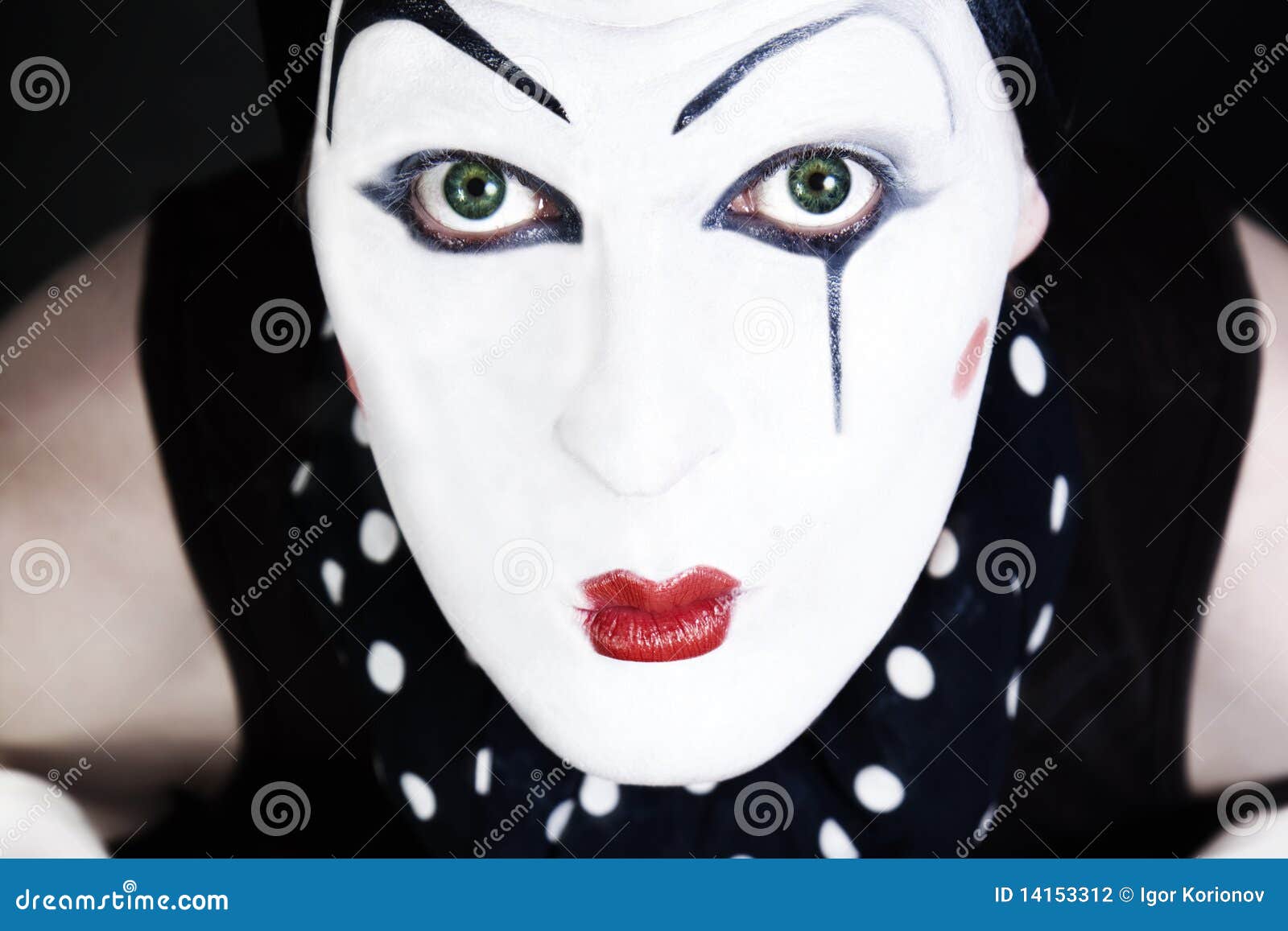 Man mime with blue eyes stock photo. Image of close, black - 14153312