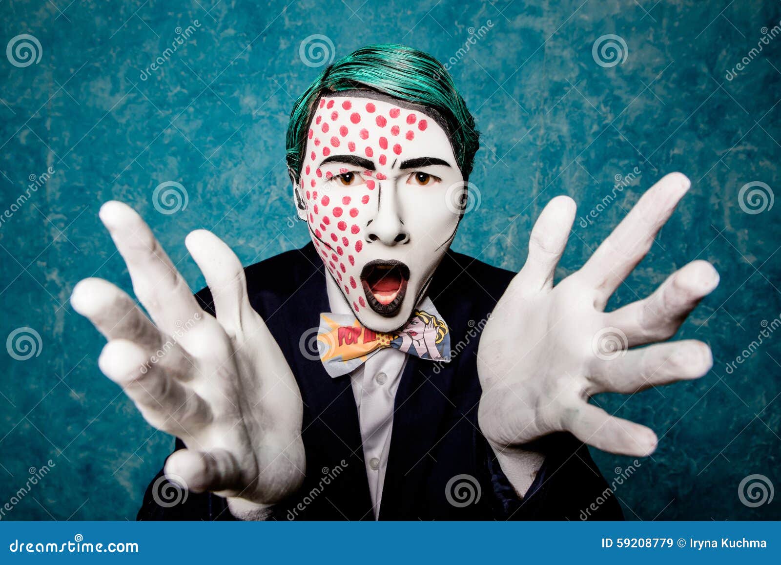 Man Mime Expresses Delight with Hands Stock Image - Image of emotion ...