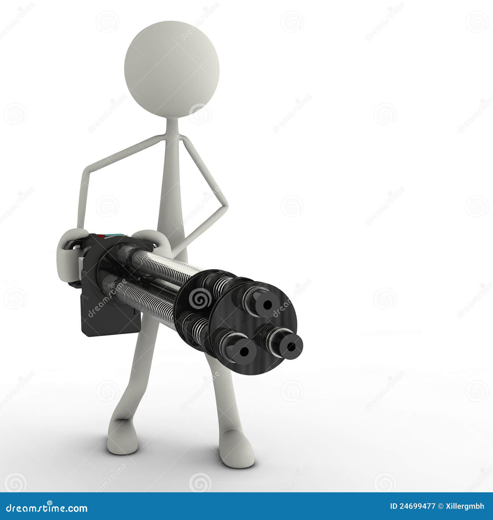 Man with a Minigun in Action Stock Illustration - Illustration of ...