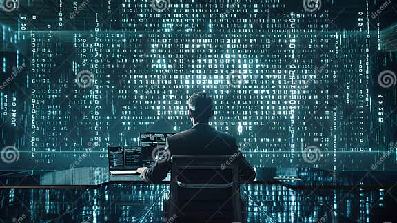 A Man with a Mischievous Grin Sits at a Desk, Typing Furiously on a ...