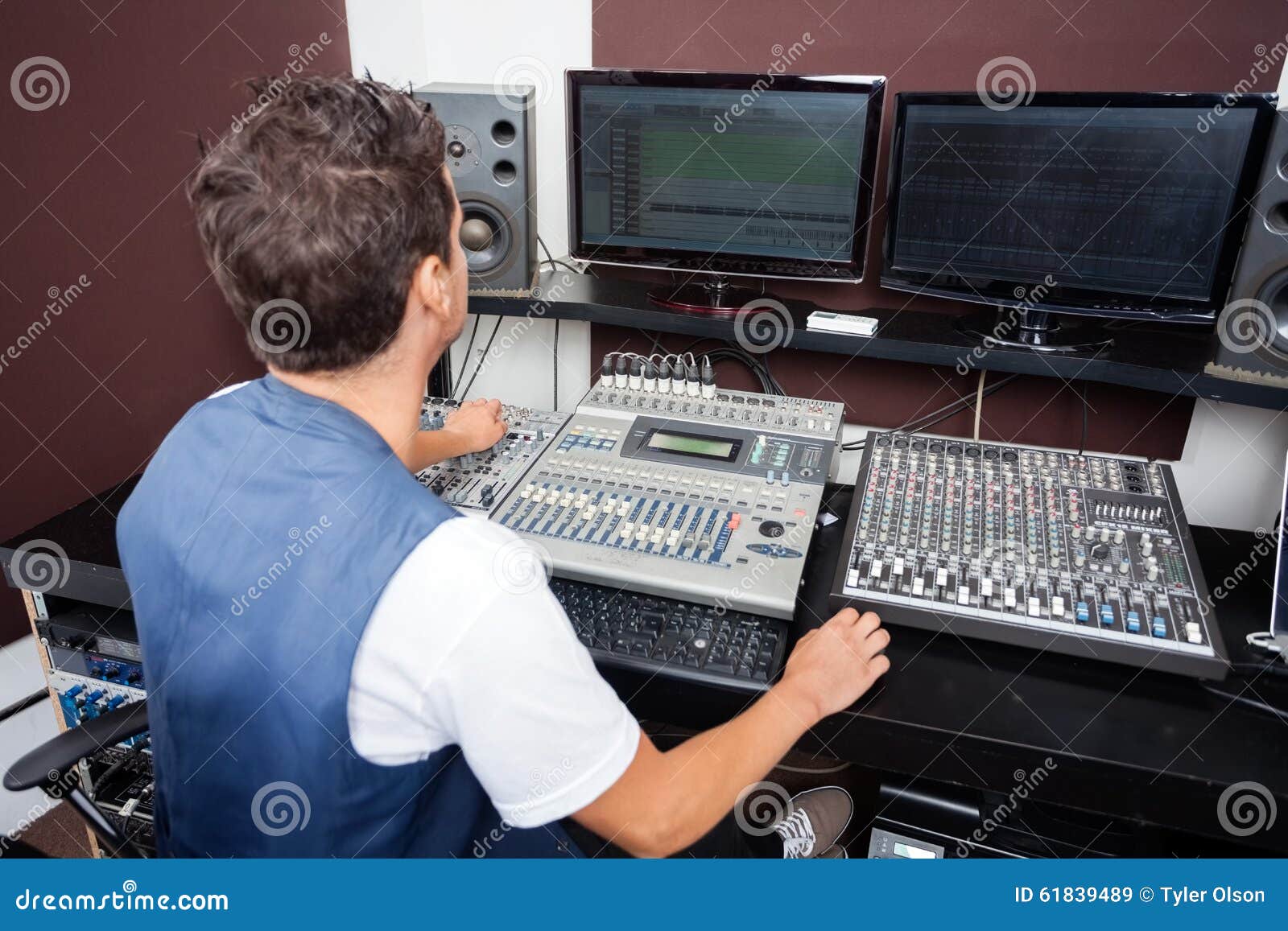 Man Mixing Audio in Recording Studio Stock Image - Image of casual ...