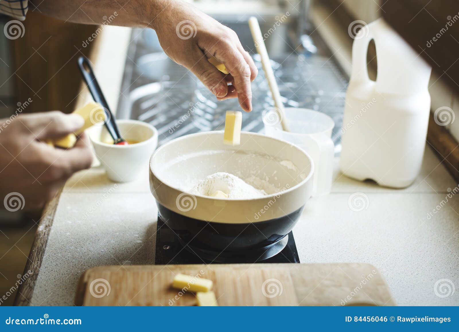 Man Mixing Butter Milk Pastry Bakery Concept Stock Photo - Image of ...