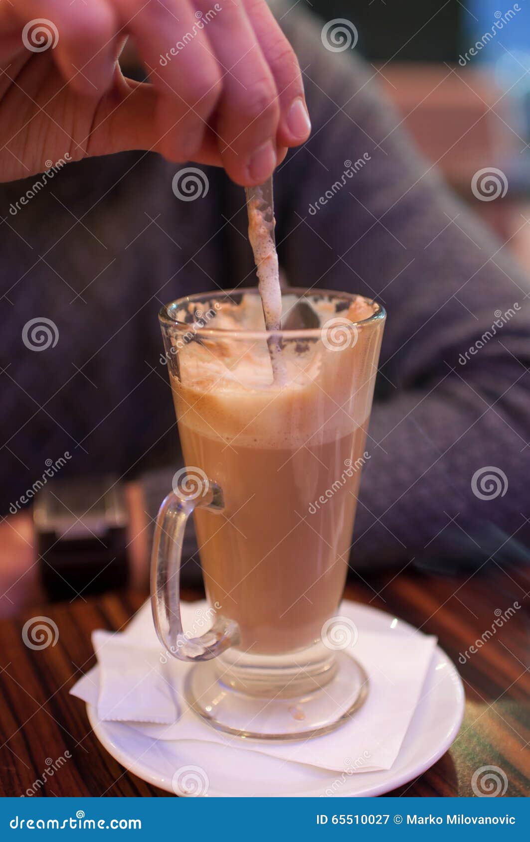Man Mixing Coffe with Spoon Stock Image - Image of life, chill: 65510027