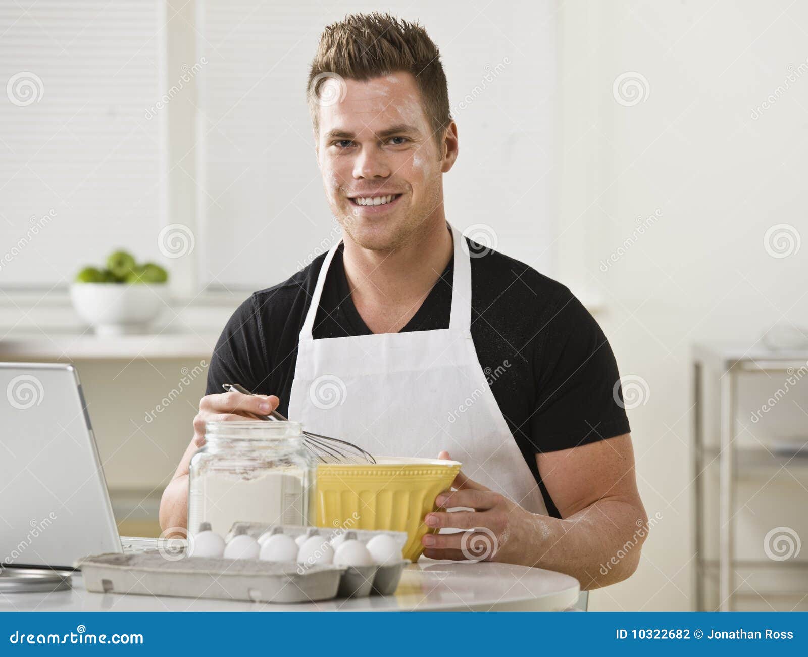 Man Mixing Ingredients in Kitchen Stock Photo - Image of inside, eggs ...