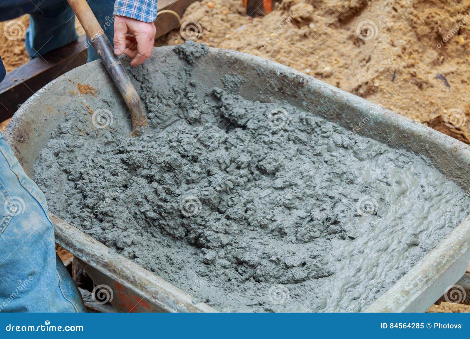 Man Mixing Mortar for Concrete Block Wall Stock Image - Image of block ...