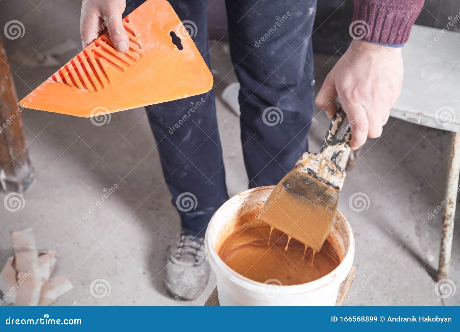 Man Mixing Paint. Renovation Stock Image - Image of white, paint: 166568899
