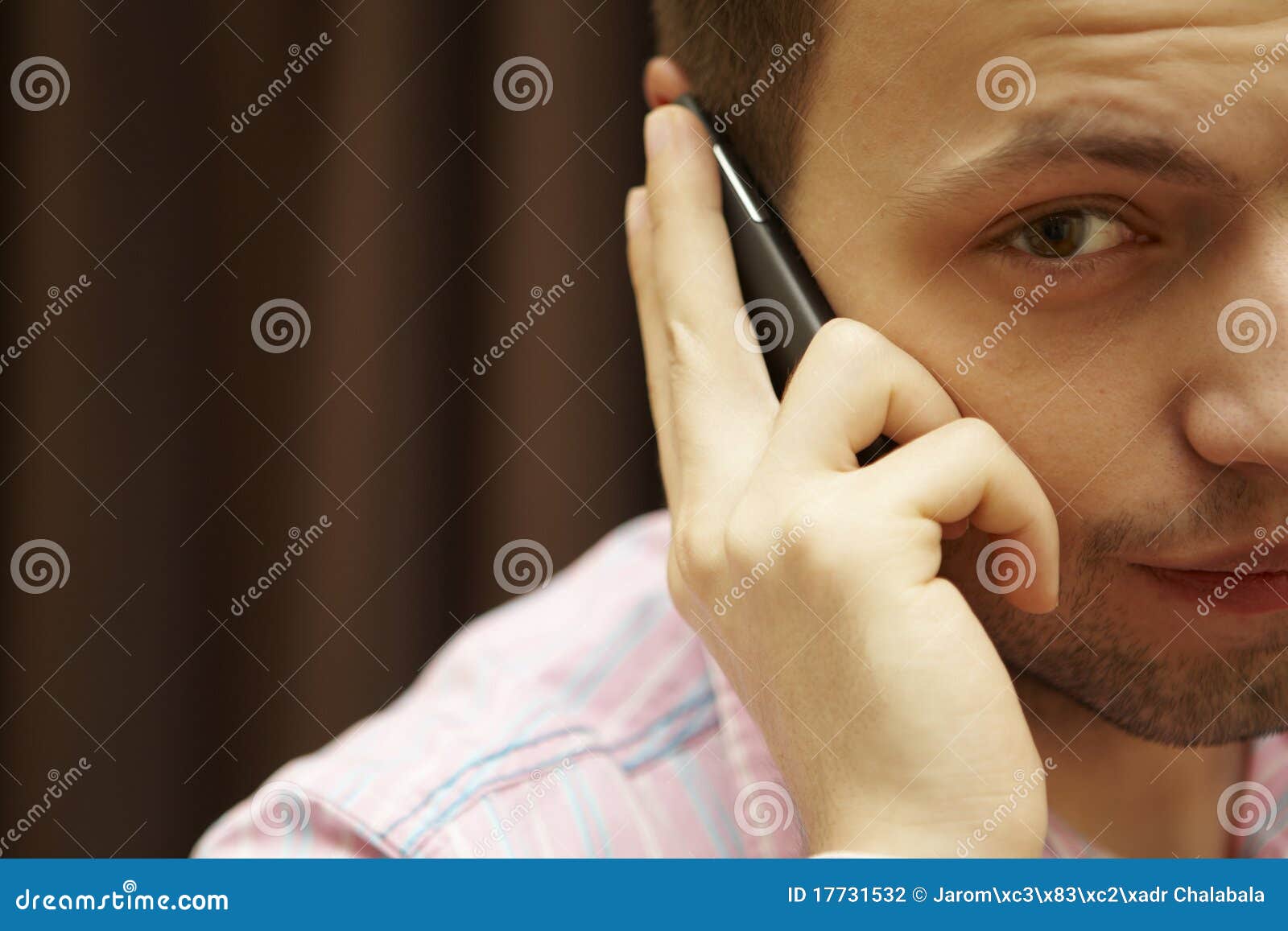 Man with mobile stock photo. Image of satisfied, handsome - 17731532