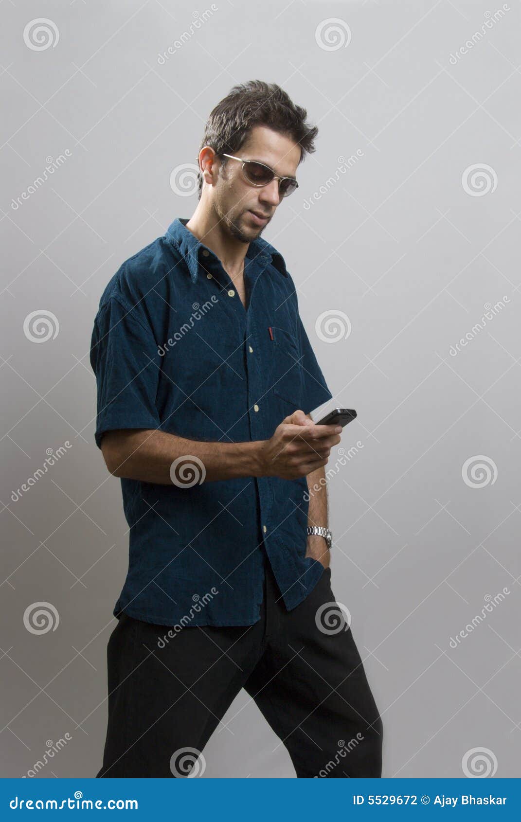 Man with mobile stock photo. Image of simple, communication - 5529672