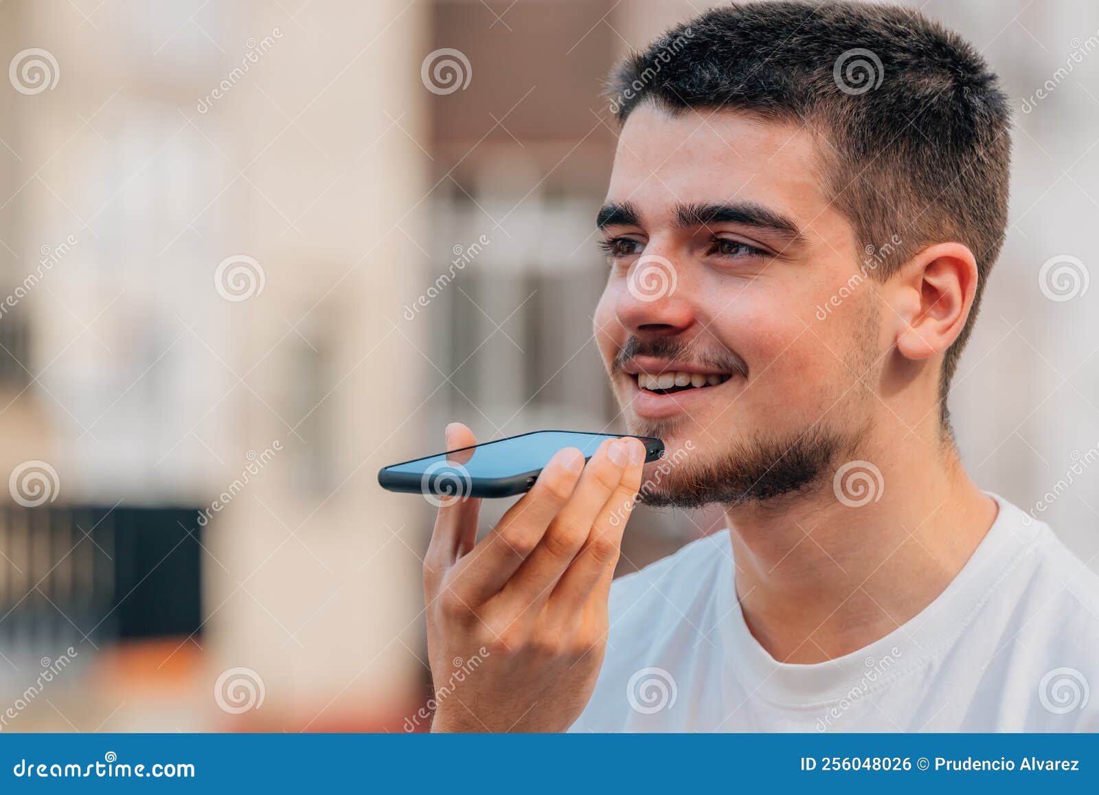 Man with Mobile Phone Sending Voice Message Stock Photo - Image of ...
