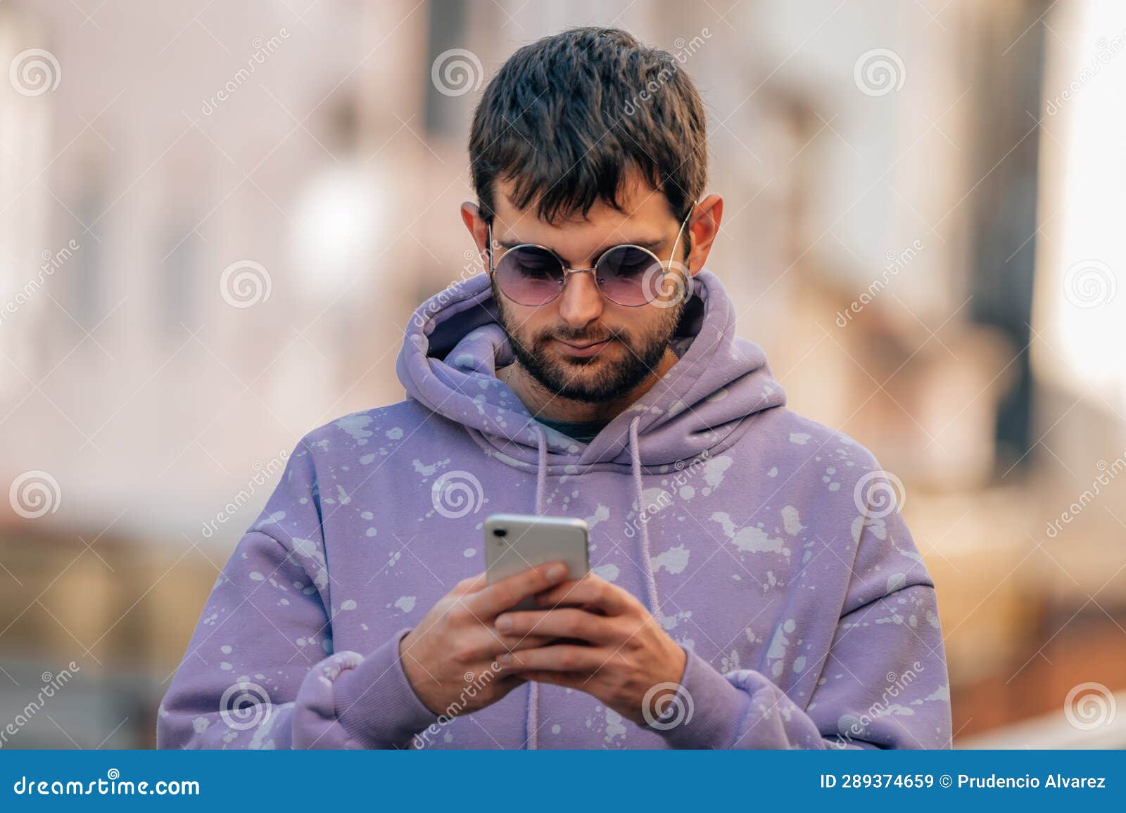 Man with Mobile Phone or Smartphone in the Street Stock Image - Image ...