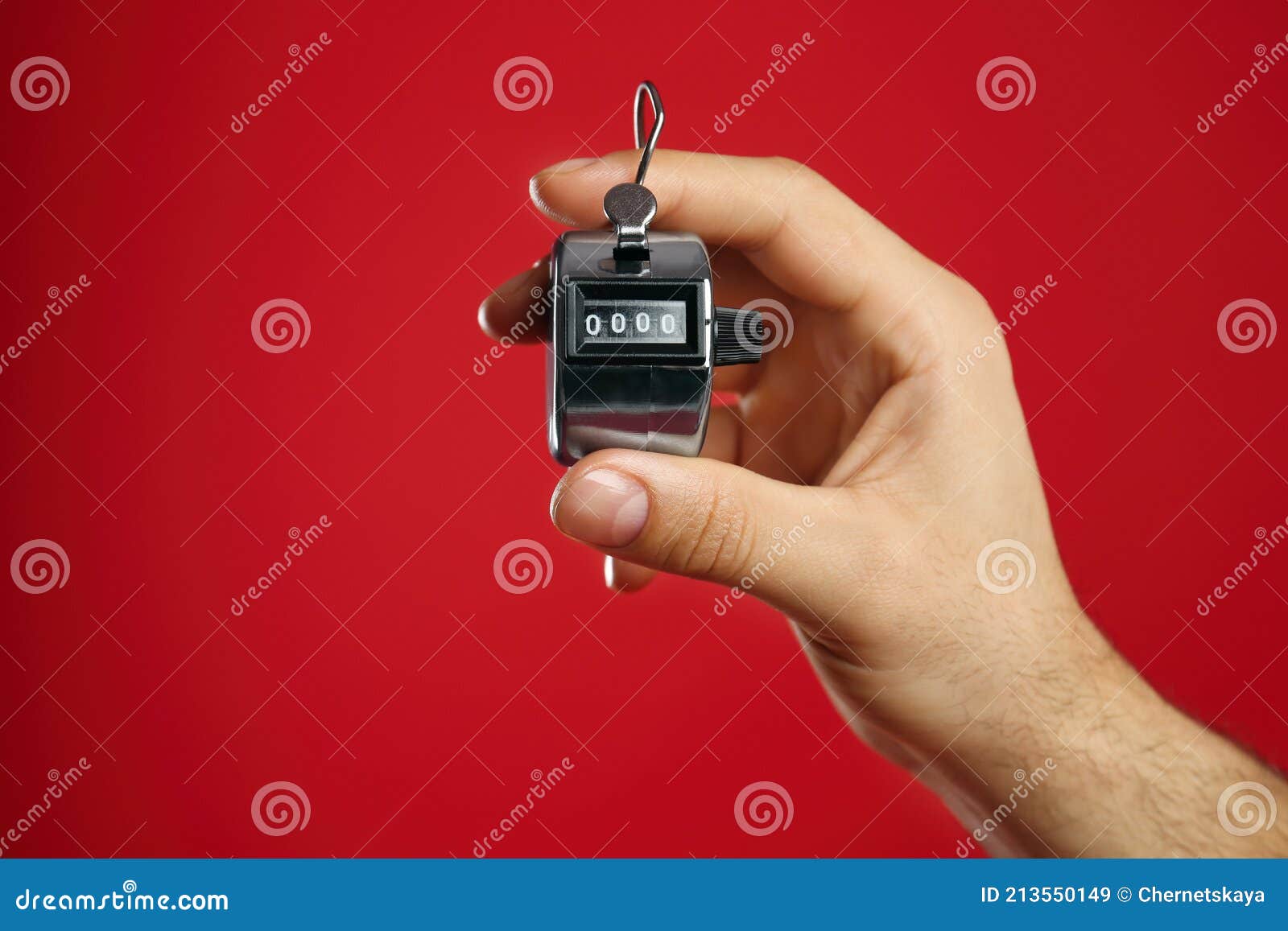 Man Modern Digital Timer on Red Background, Closeup Stock Image - Image ...