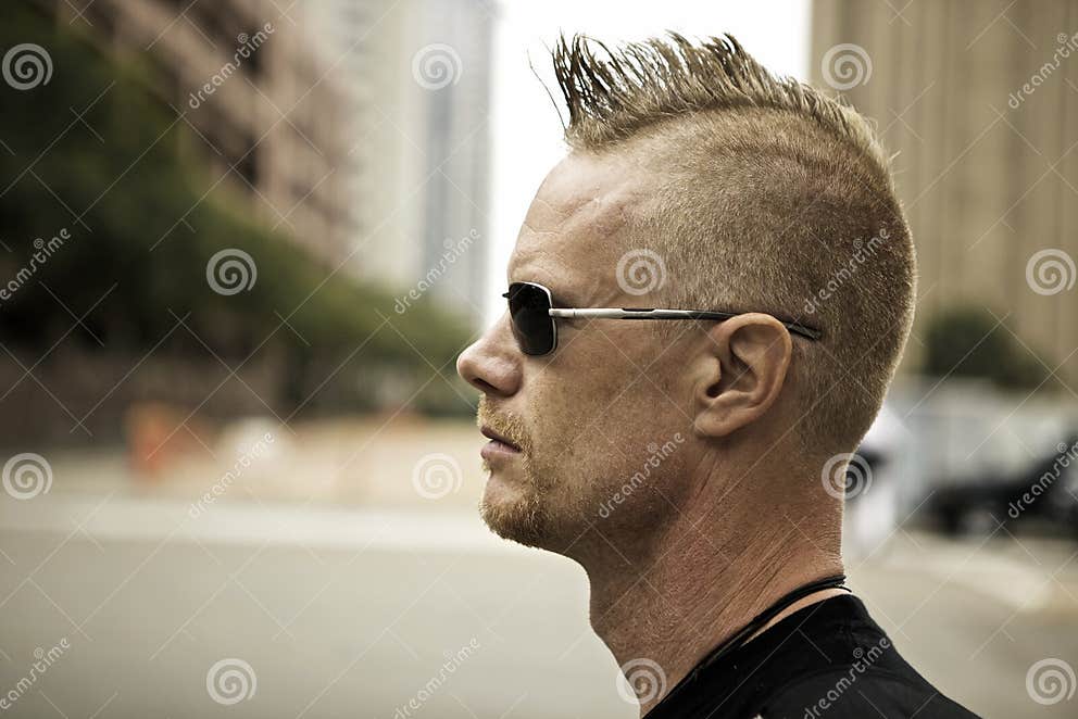 Man with Mohawk Profile stock image. Image of serious - 22806117