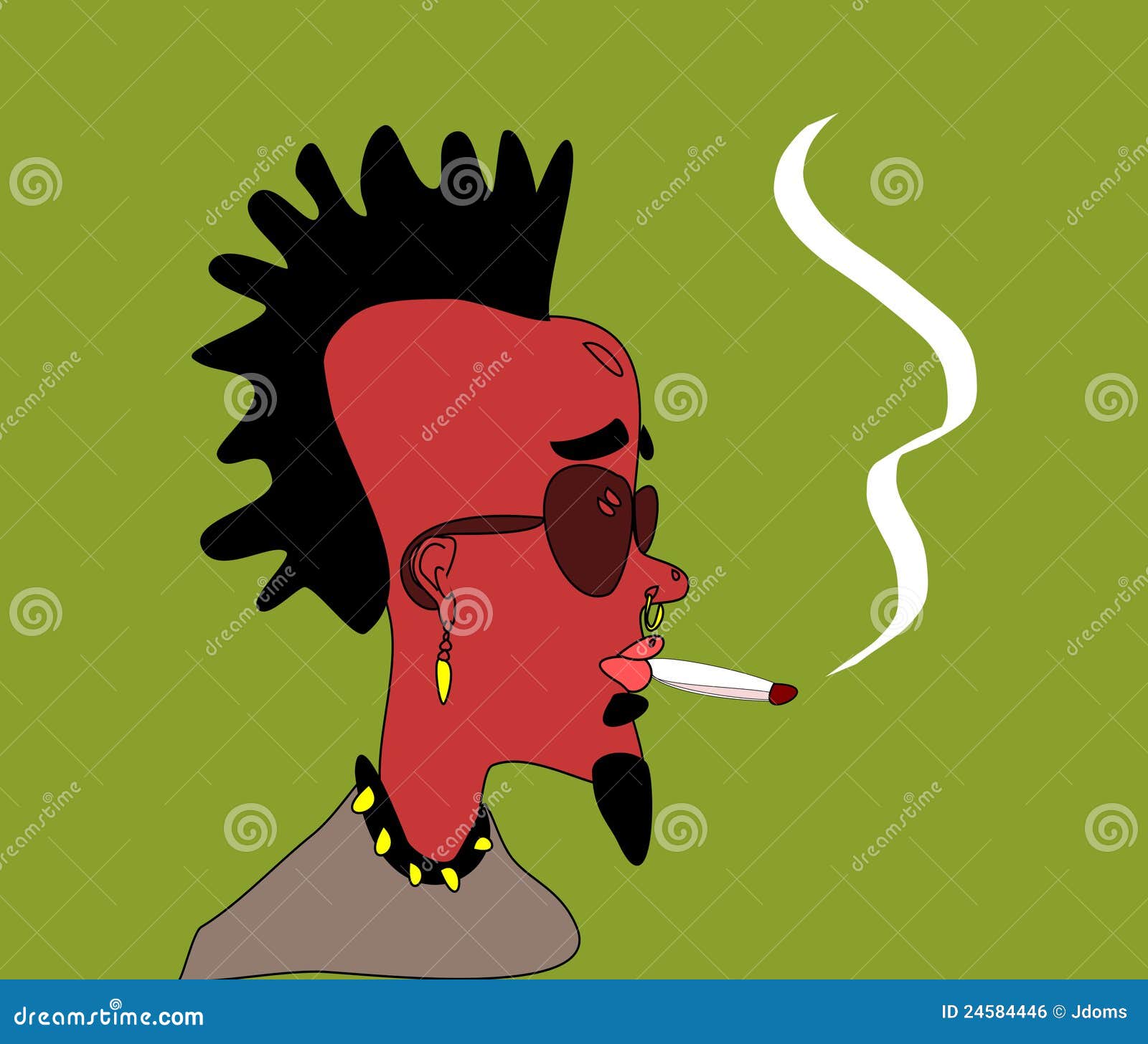 Man with mohawk smoking stock vector. Illustration of hair - 24584446