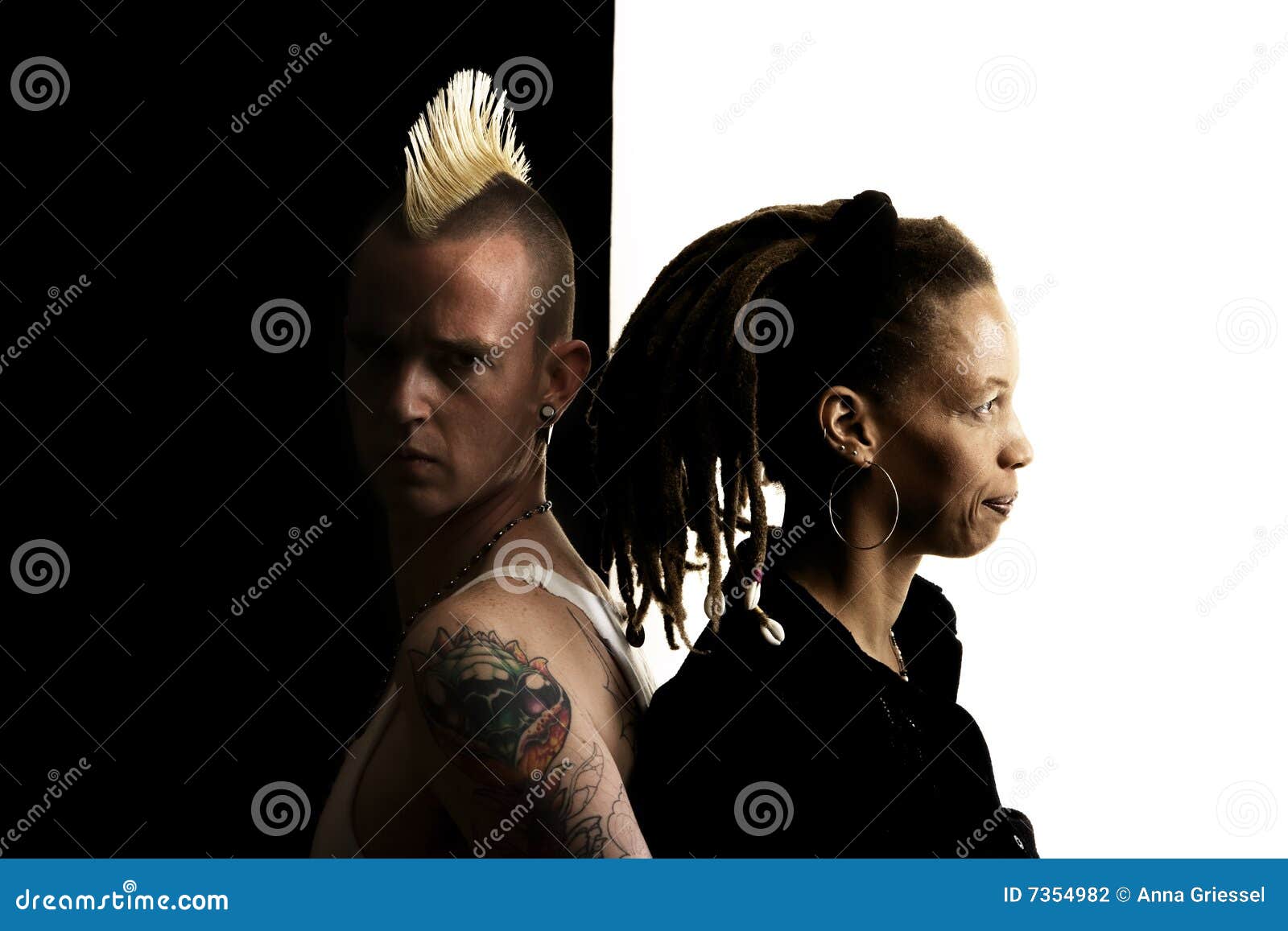 Man with Mohawk and Woman with Dreadlocks Stock Photo - Image of adult ...