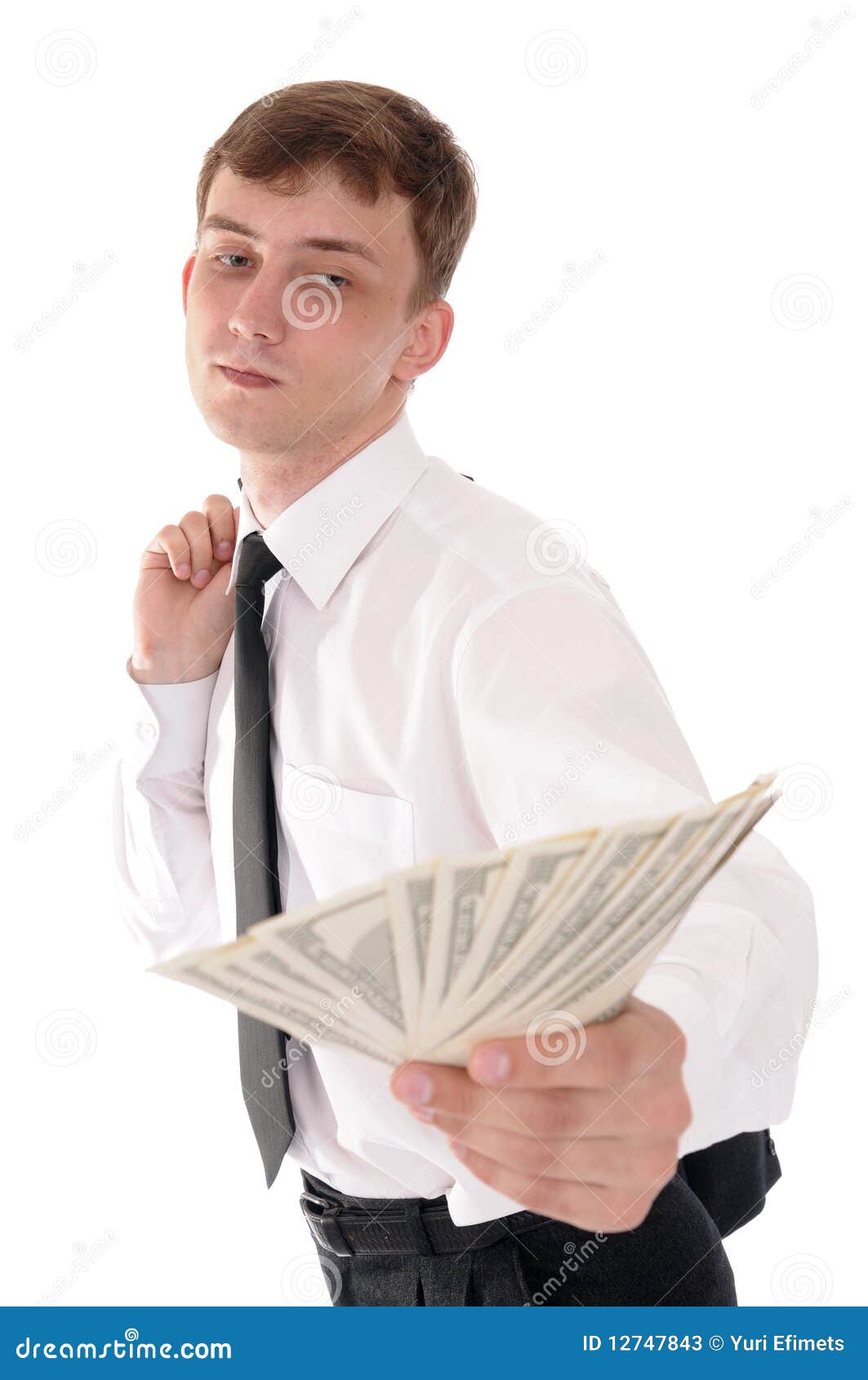 Man with money stock image. Image of note, white, rich - 12747843