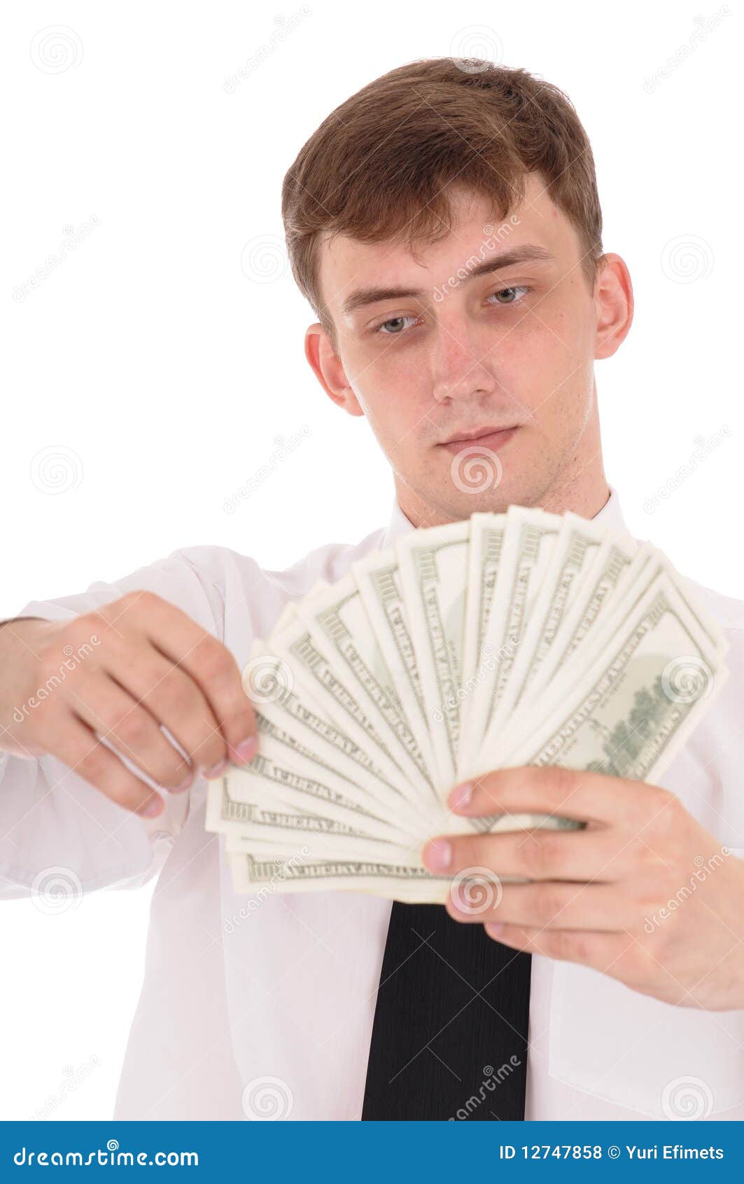 Man with money stock photo. Image of fantail, hand, moneyed - 12747858