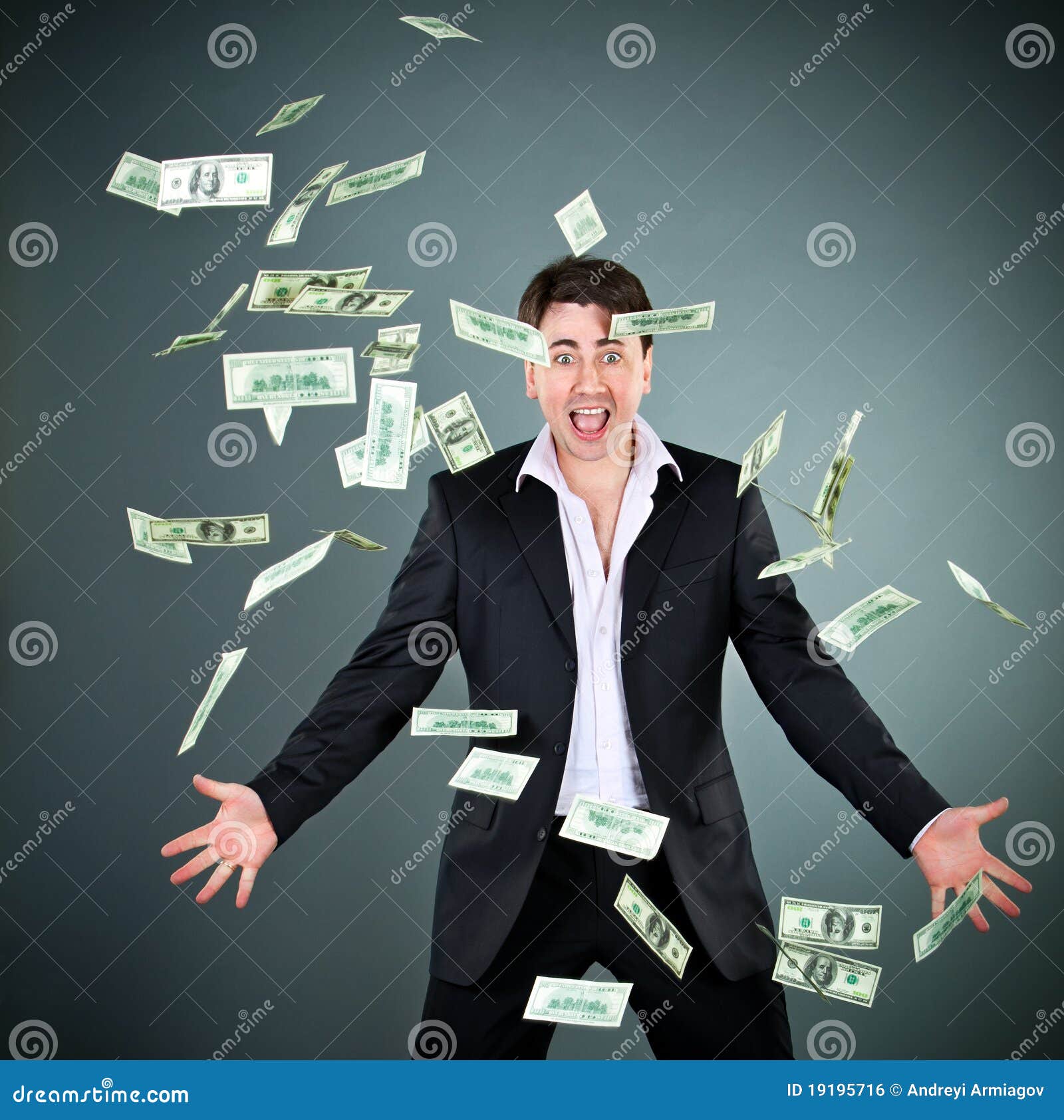 Man and money stock photo. Image of cash, money, cheerful - 19195716