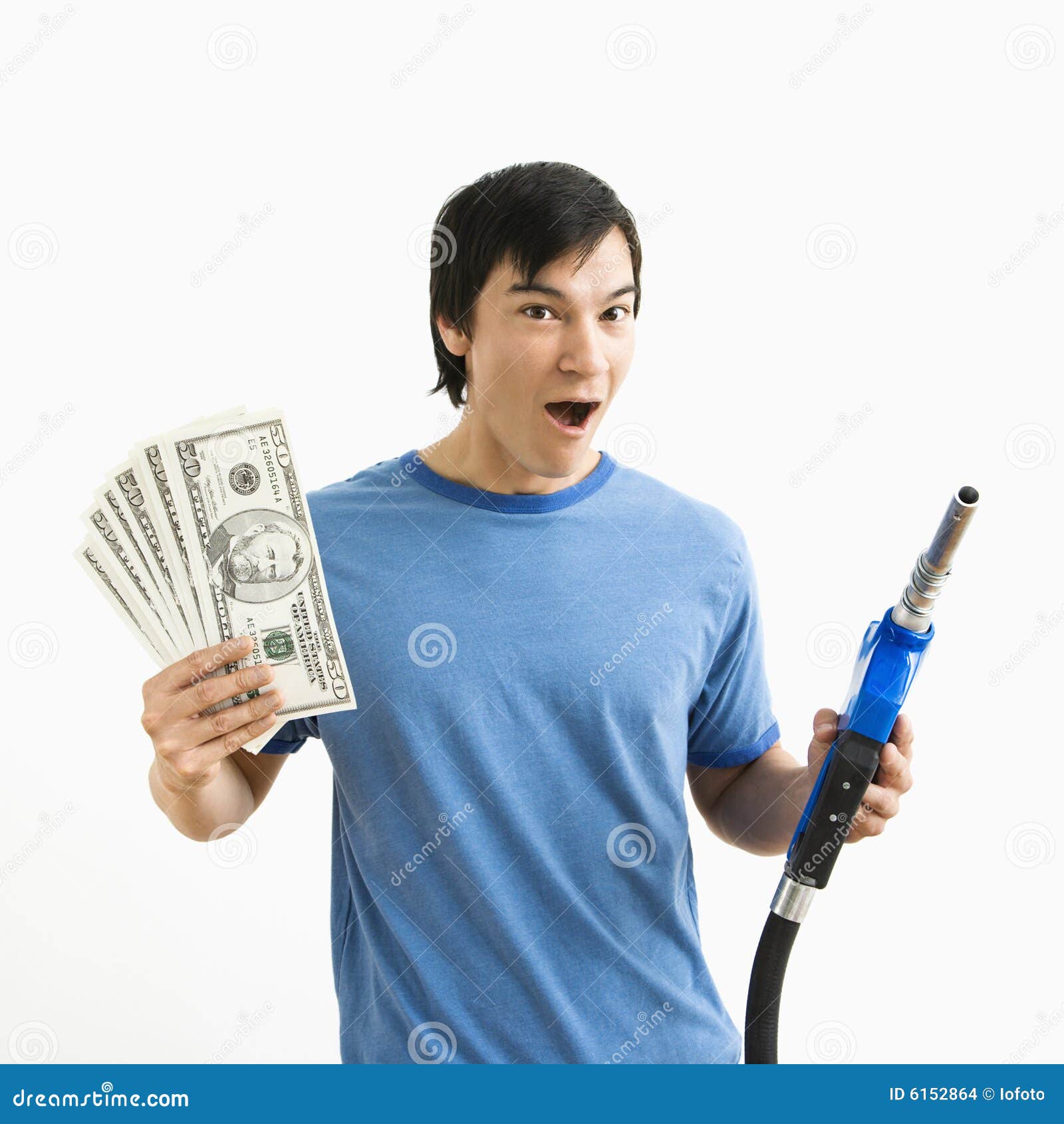 Man with Money and Gas Nozzle. Stock Photo - Image of humor, cost: 6152864