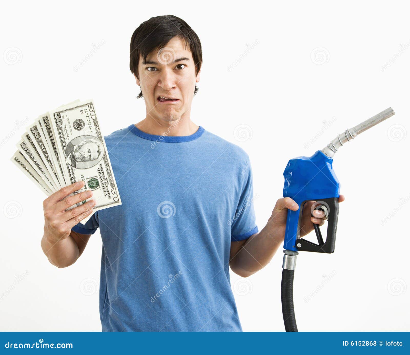 Man with Money and Gas Nozzle. Stock Photo - Image of person, energy ...