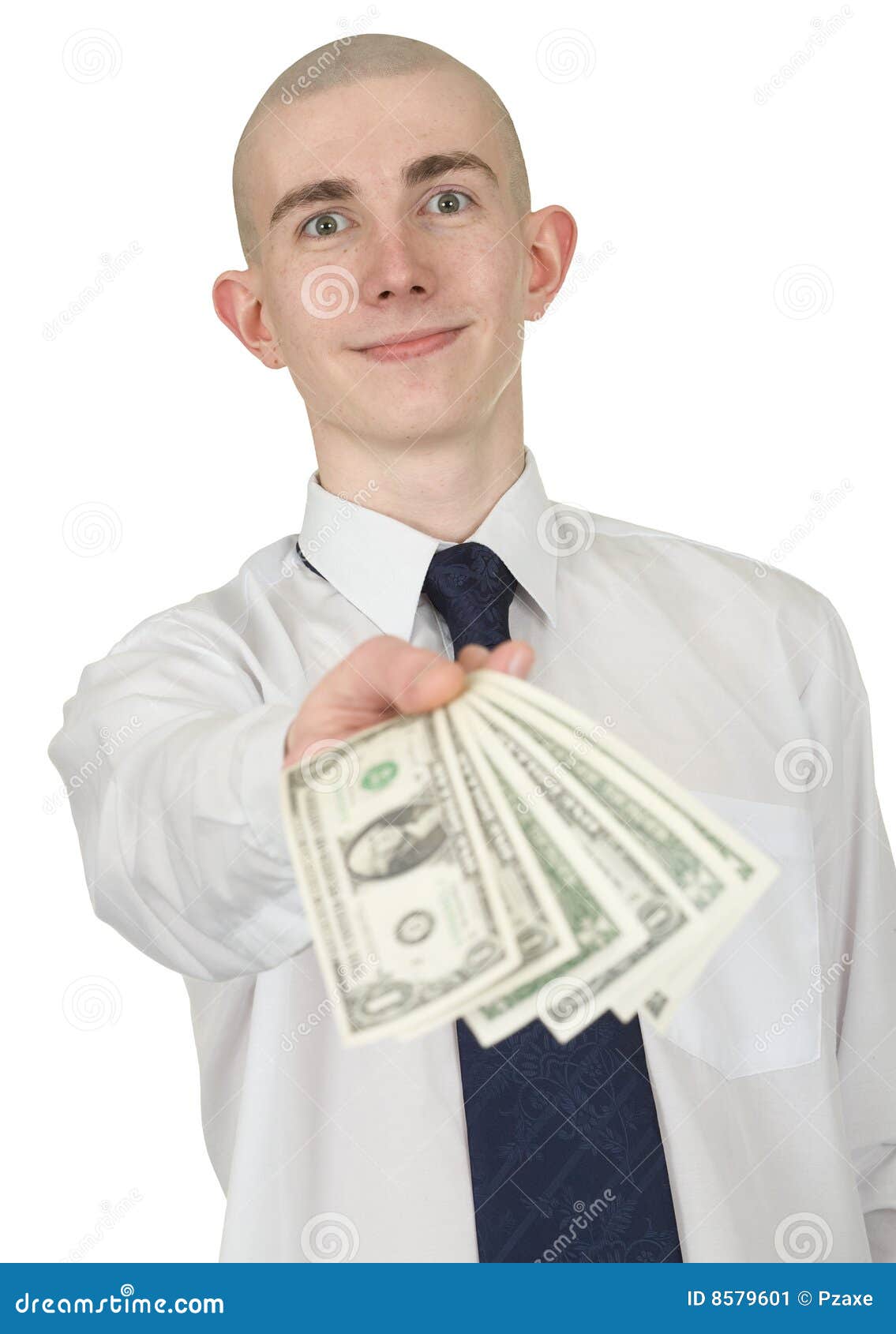 Man with money in a hand stock image. Image of clerk, isolated - 8579601