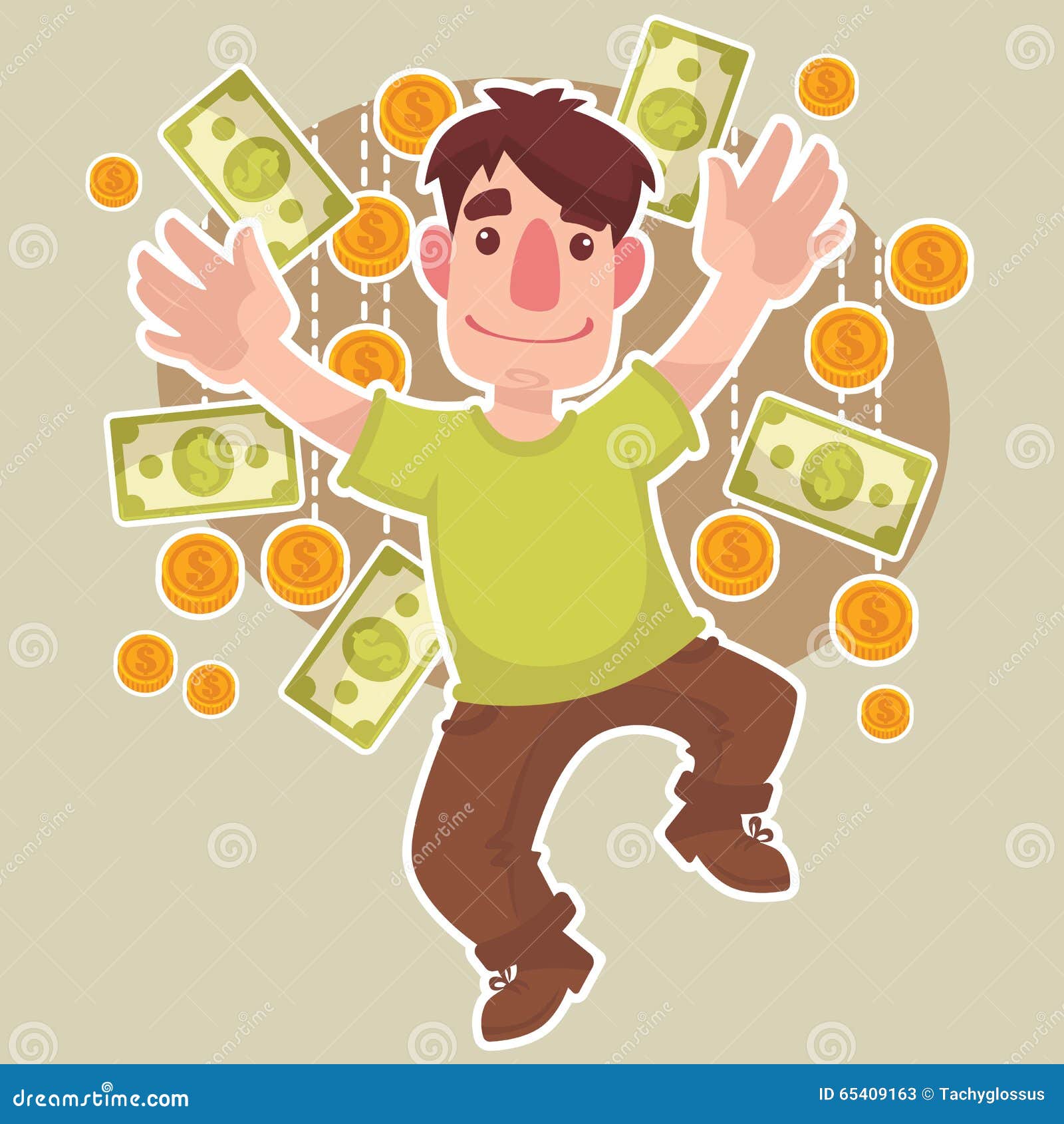 Man and money stock vector. Illustration of dollar, smile - 65409163