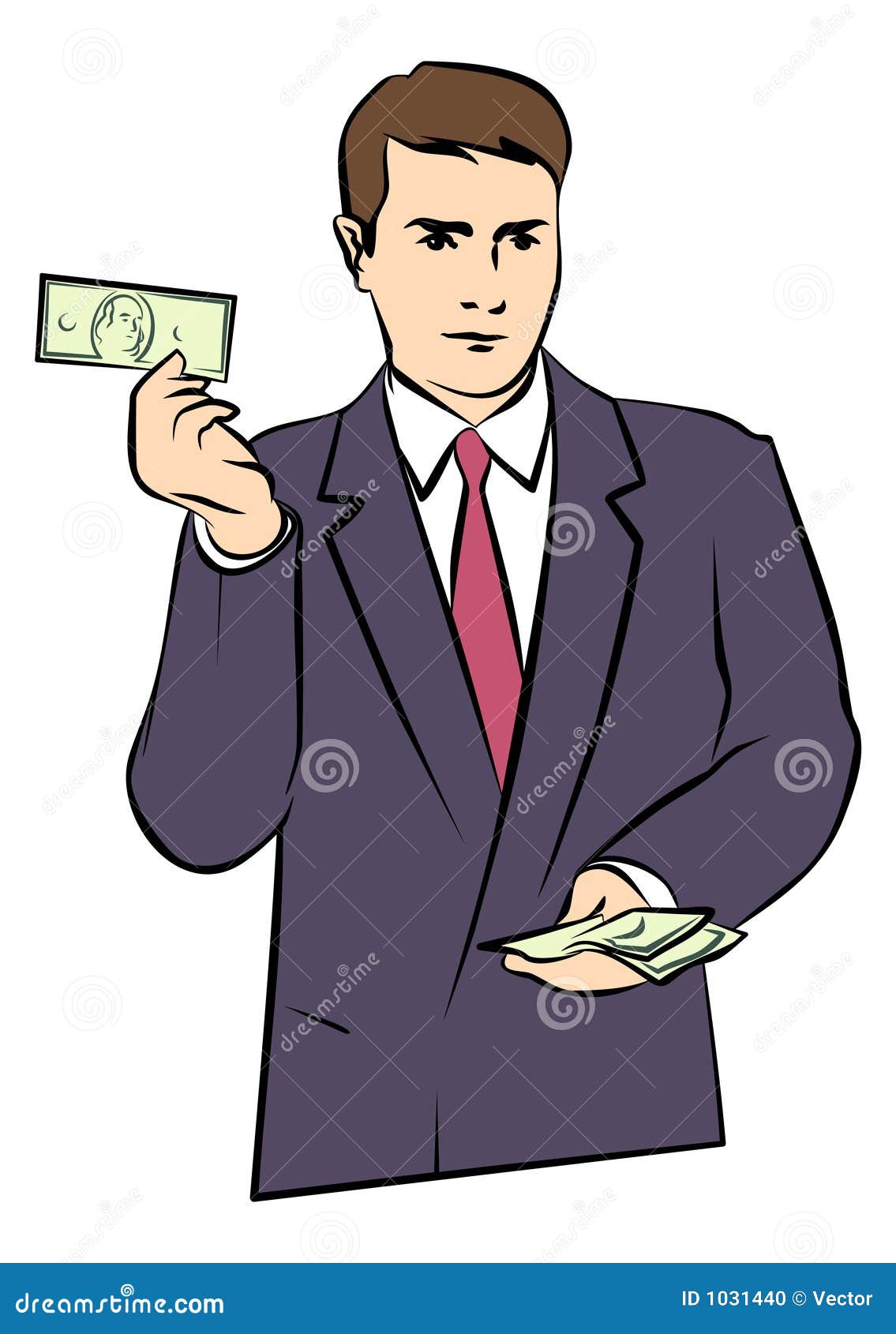 Man with Money in His Hands. Stock Vector - Illustration of clip ...