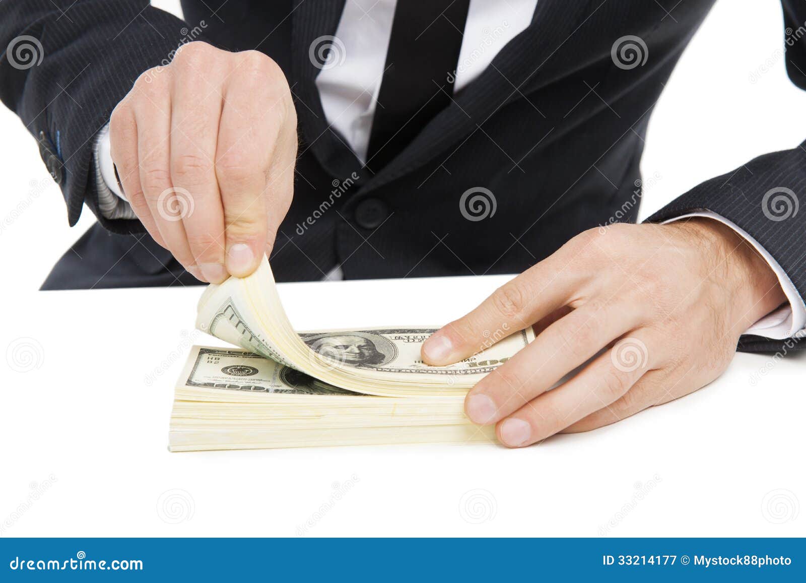 Man with money stack. stock image. Image of dollar, currency - 33214177