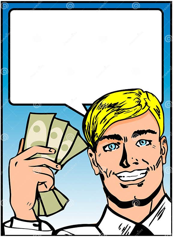 Man with Money Talking stock illustration. Illustration of banner ...