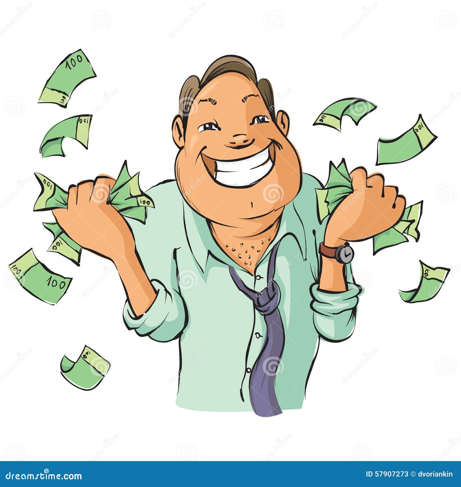Man with money stock vector. Illustration of luck, male - 57907273