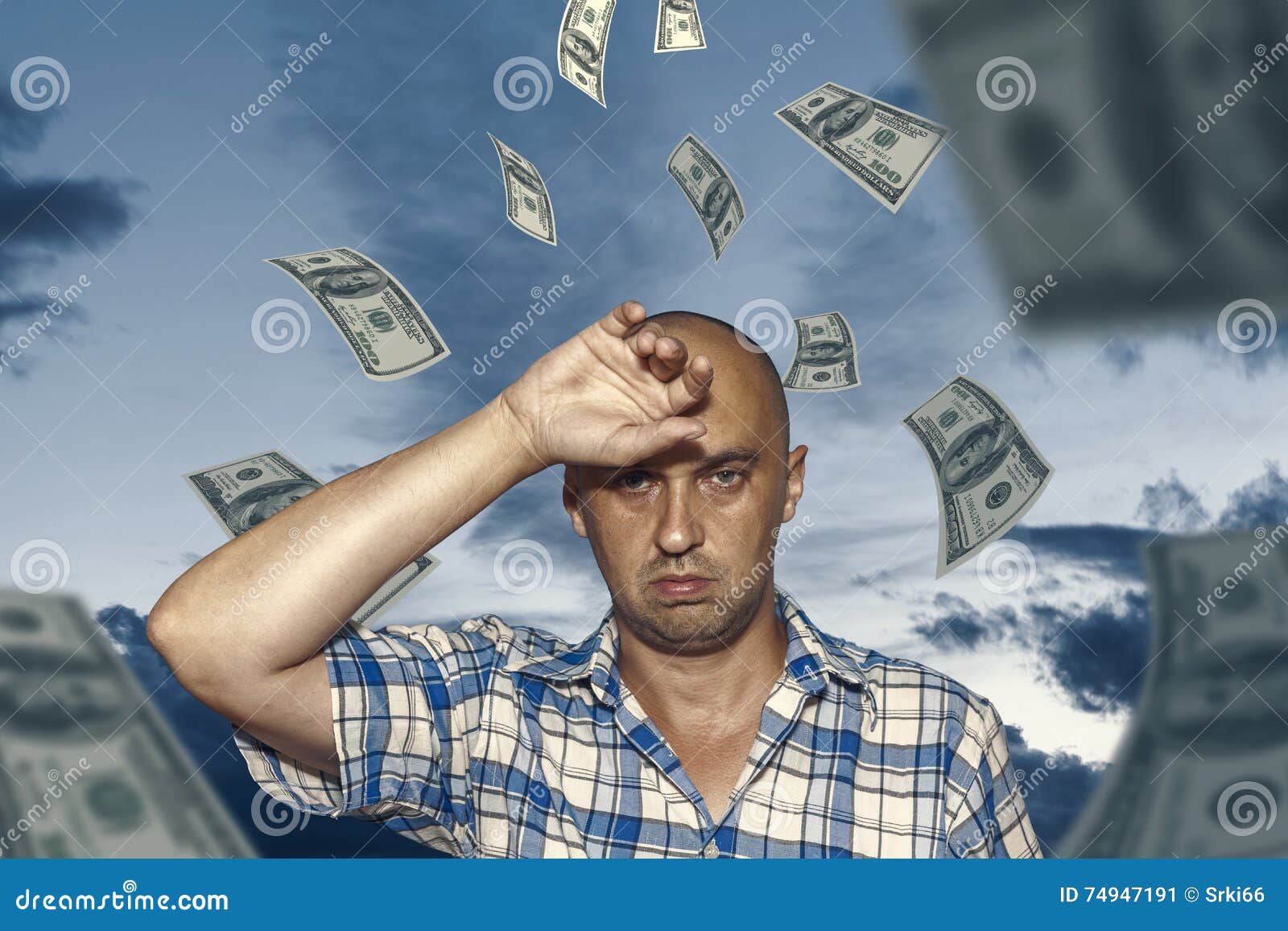 Man and money stock image. Image of businessman, pain - 74947191