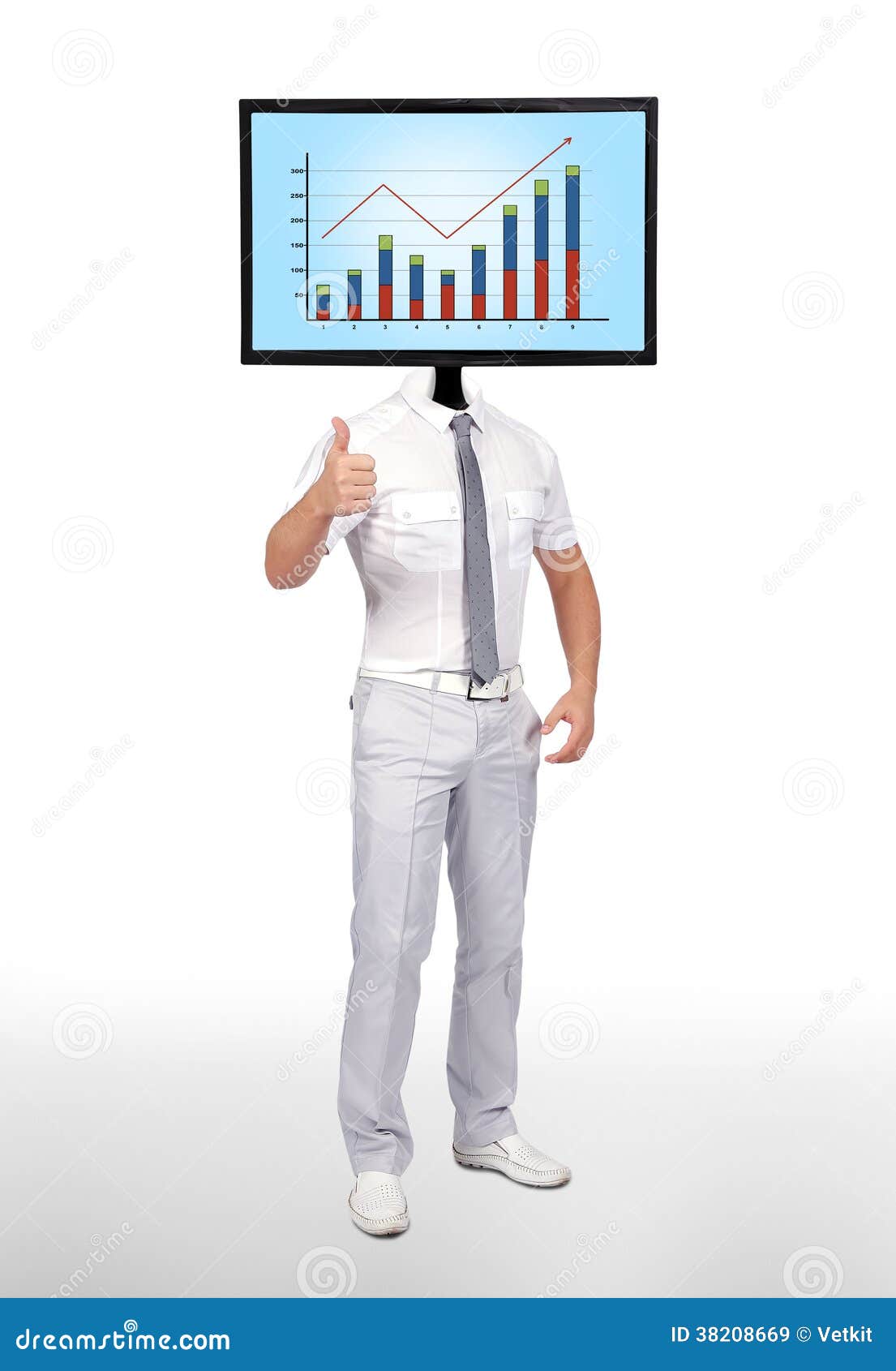 Man and monitor with chart stock image. Image of person - 38208669
