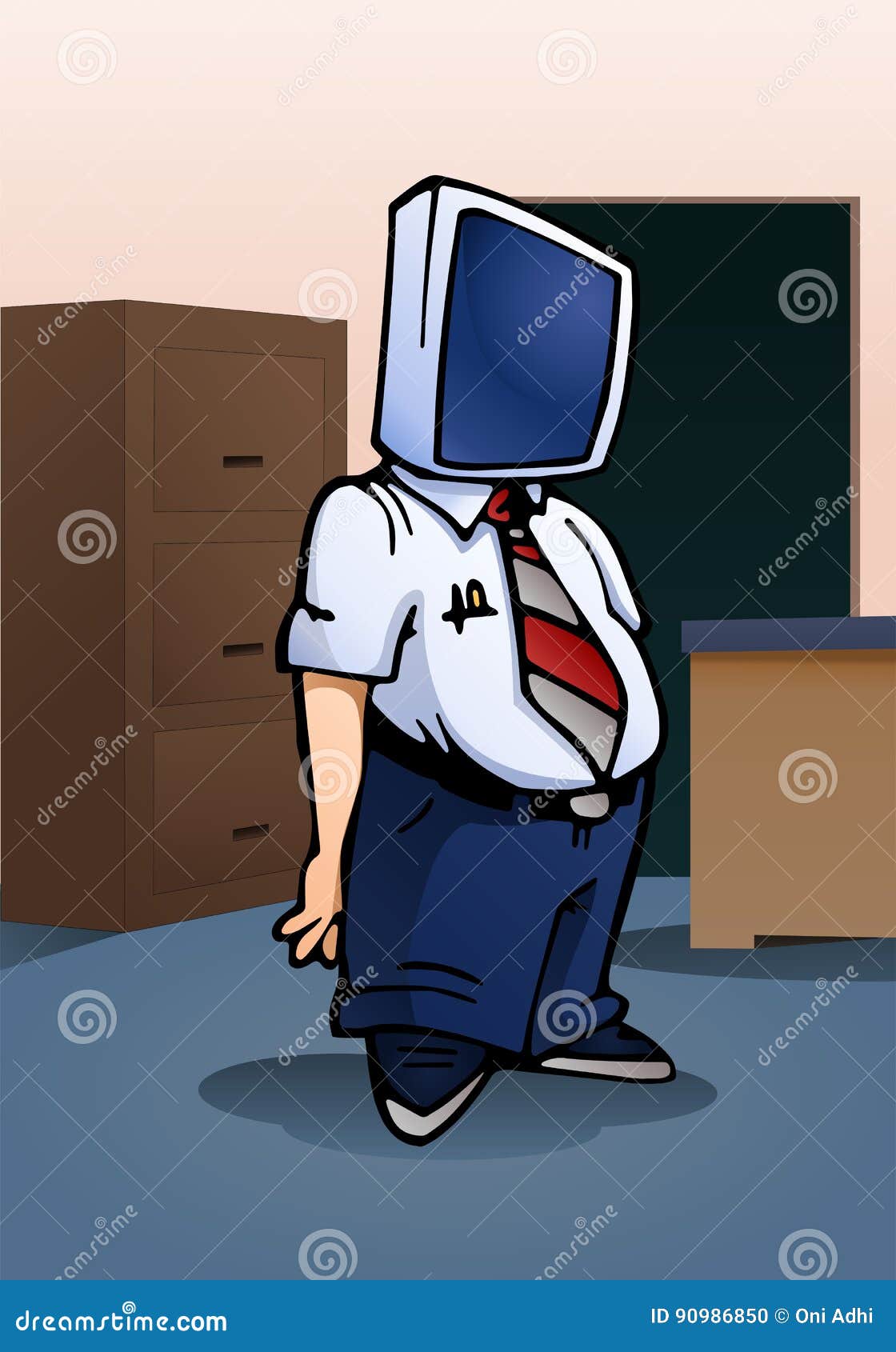 Man with monitor head stock illustration. Illustration of computer ...