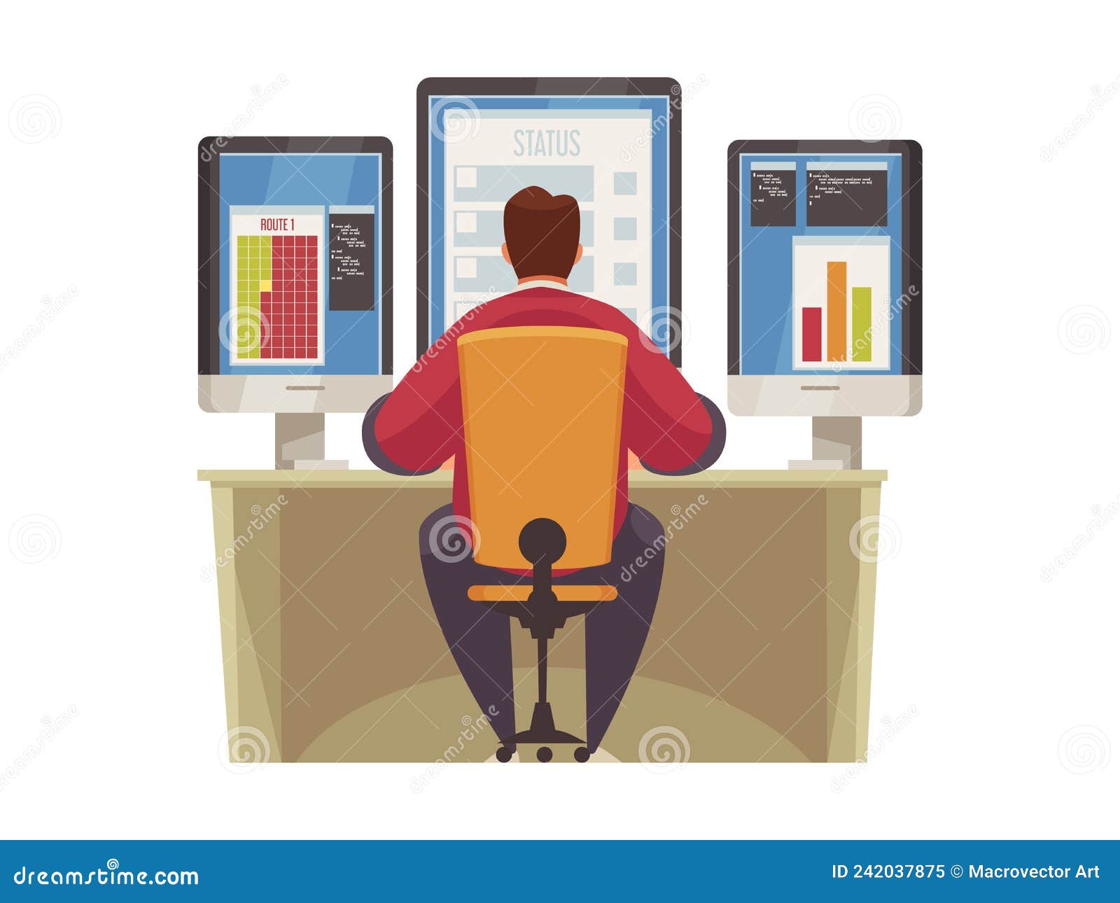Man Monitoring Illustration Stock Vector - Illustration of graph ...